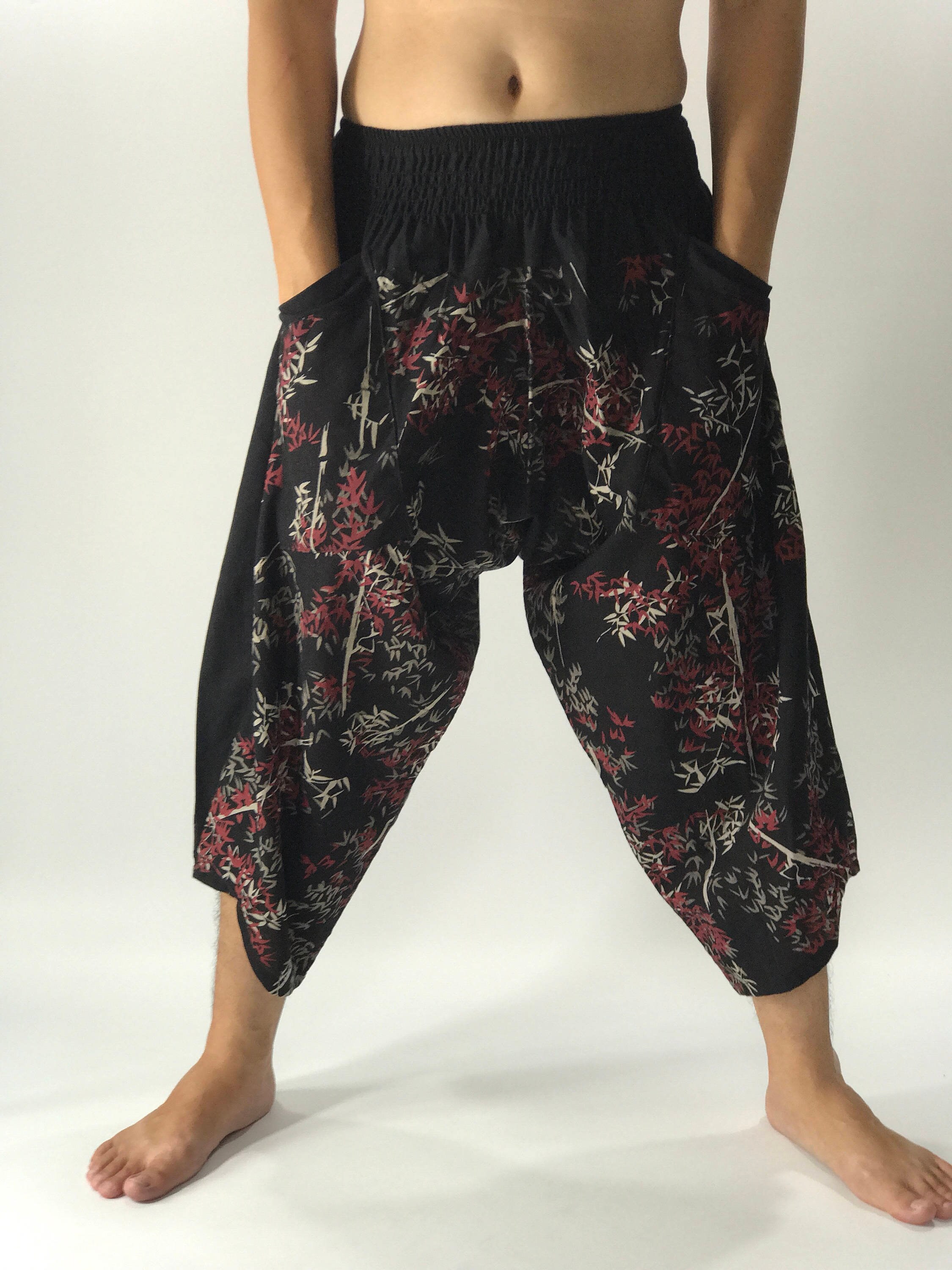 HC0118 Bamboo Leaves Samurai Pant With Elastic Waist Samurai | Etsy