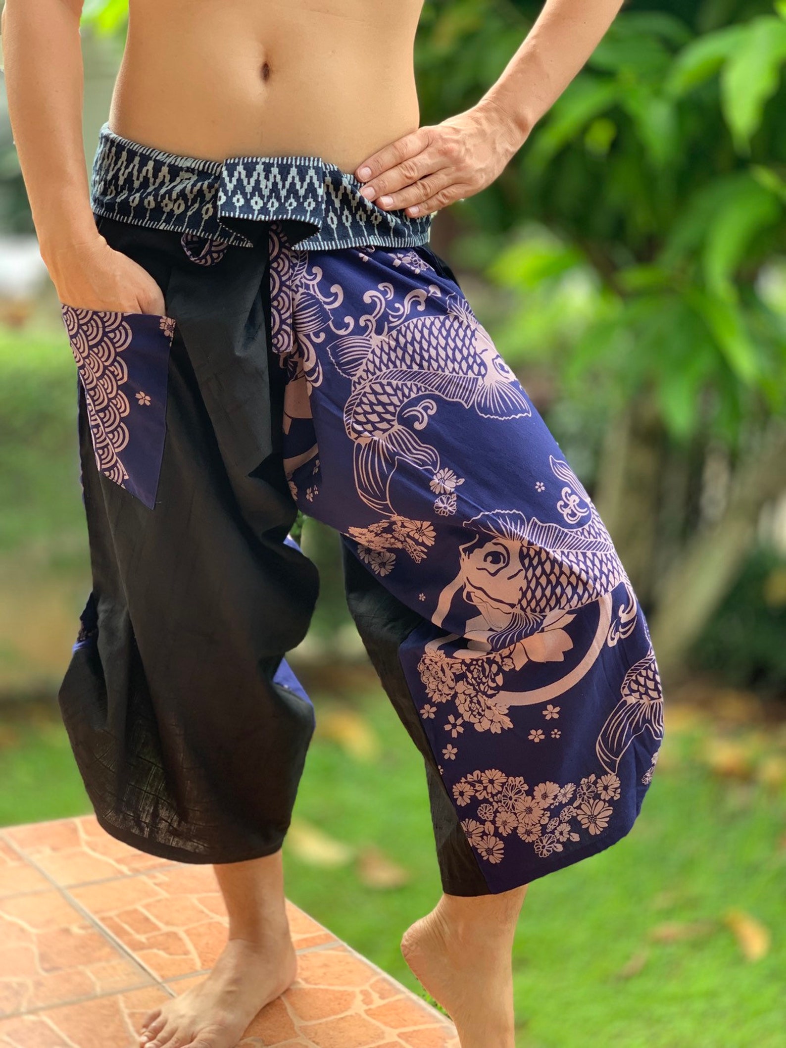 SR0048 Samurai Pants With Unique Hilltribe Fabric Wrap Around - Etsy