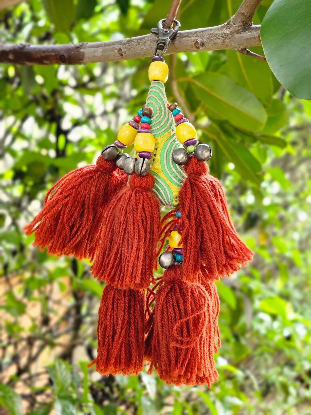 A0046 Handmade Pom Pom Keychains , Handmade Charm Traditional Tribal ...