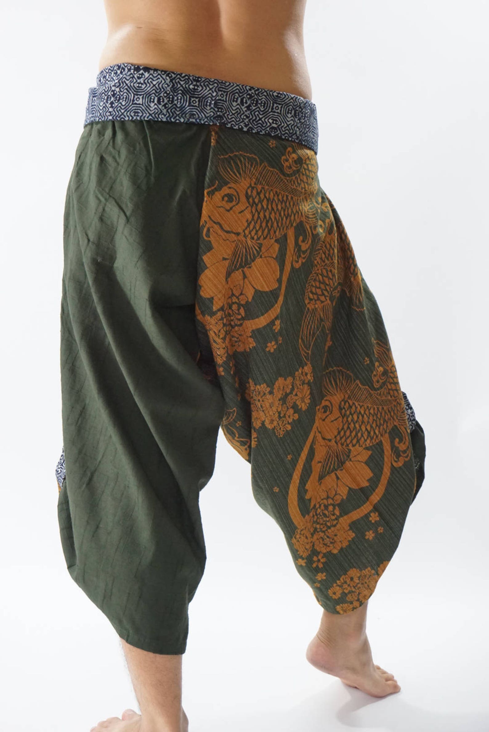 SR0289 Samurai Pants With Unique Hilltribe Fabric Wrap Around - Etsy