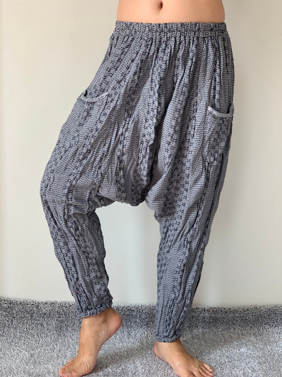 CG0187 Cotton Gauze Pants,double Cotton Gauze Harem Pants for Unisex ...