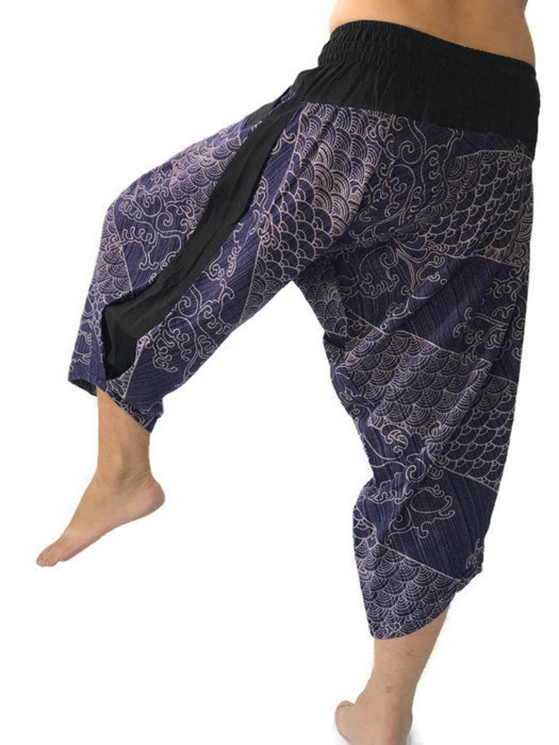 HC0905 WAVE Samurai Pants Elsstic Waist Samurai Pants Unisex | Etsy