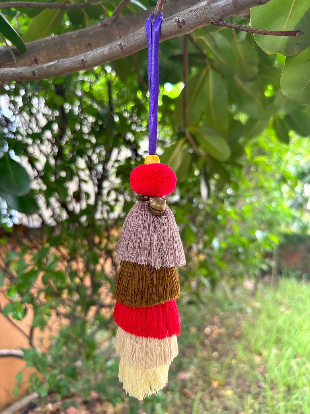 A0047 Handmade Pom Pom Keychains , Handmade Charm Traditional Tribal ...