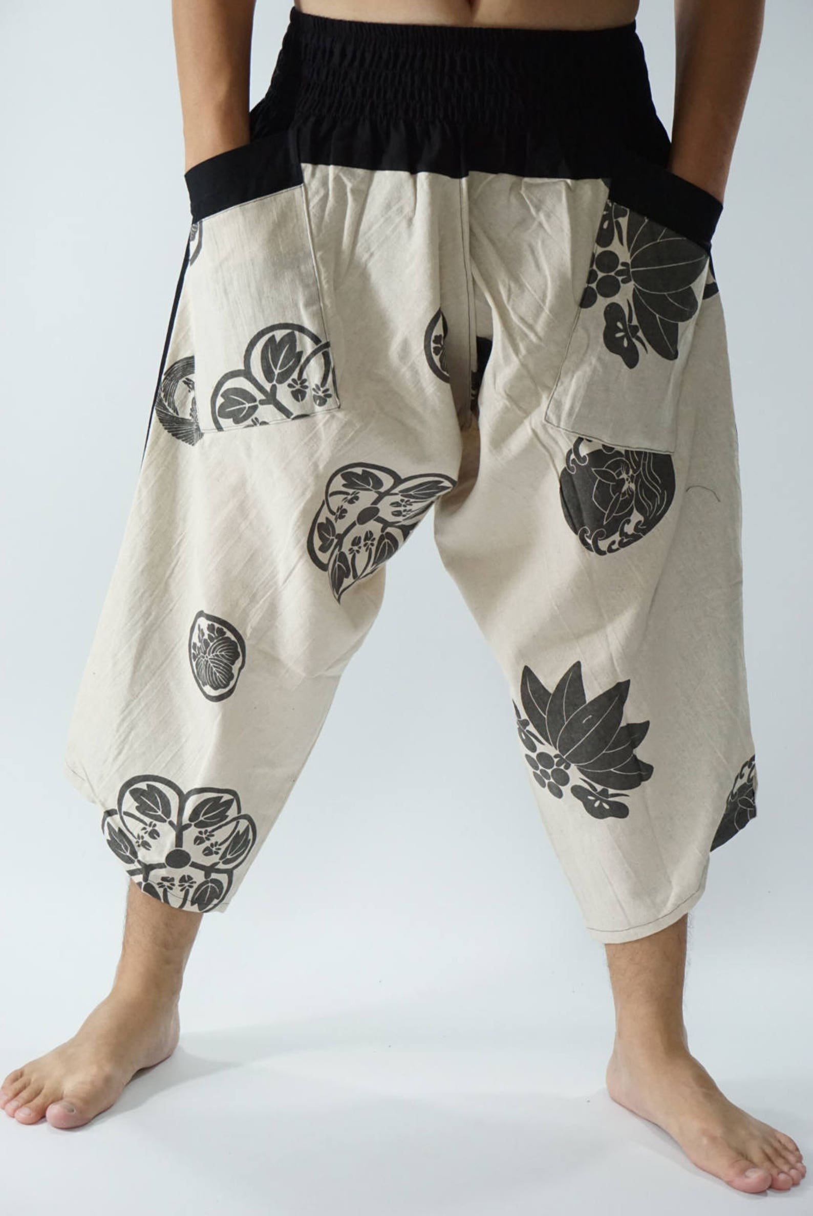 HC0418 Samurai Pants Samurai Pants unisex Elastic Waist - Etsy