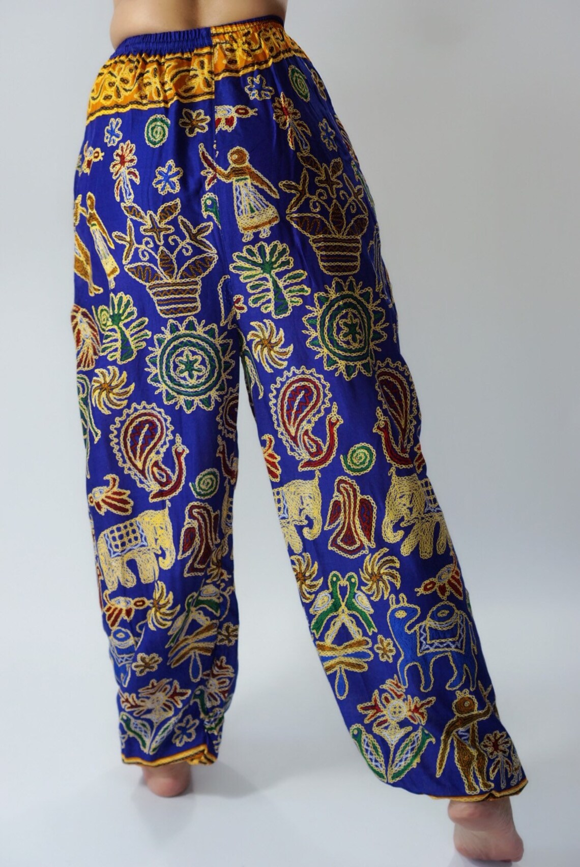 CH0034 Rope and Elastic Waist Lady Pants - Bohemian Clothing Women Yoga ...