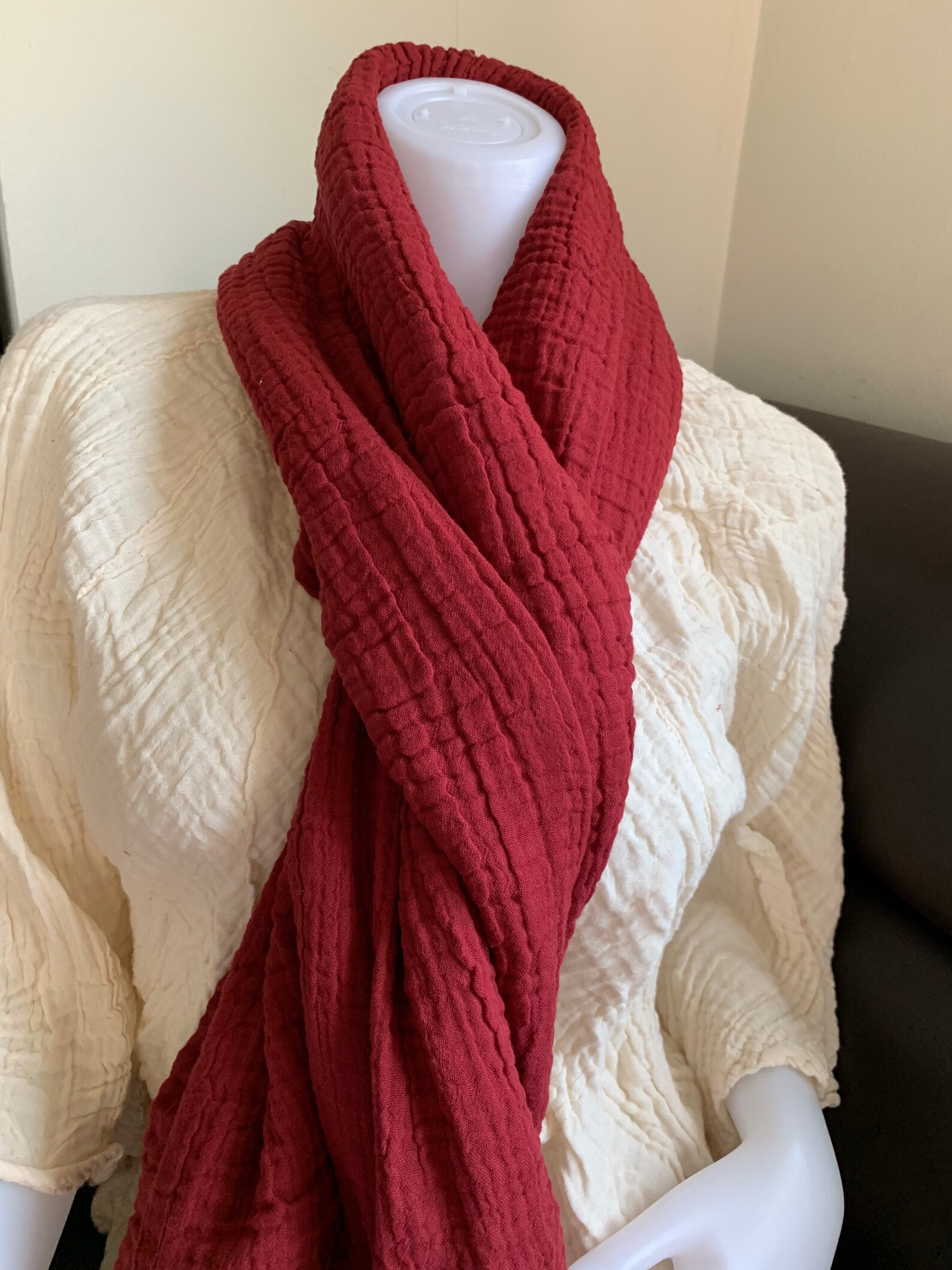 CL0005 Extra Long Scarf, Lightweight Scarf Cotton Gauze, Neck Scarf ...