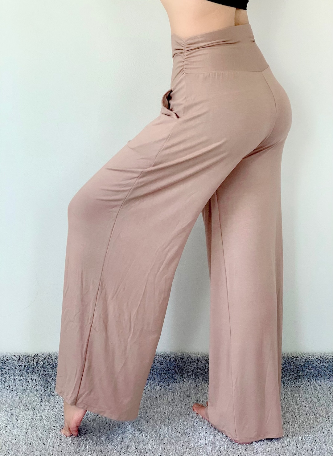 WL0301 Stretch Wide Leg Yoga Pants High Waist, Yoga Pants Elastic Waist ...