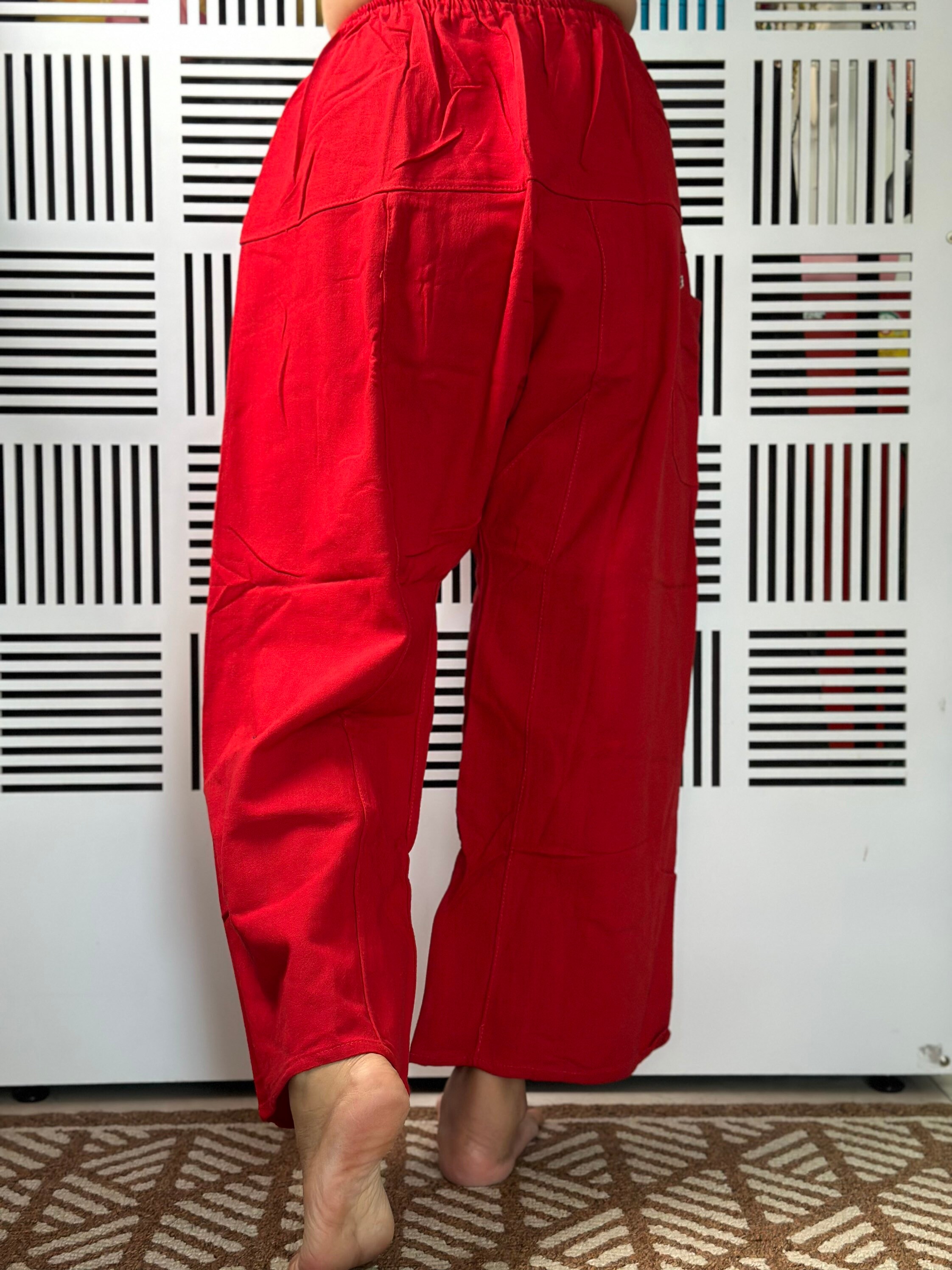 FP0022 Elastic Waist Thai Fisherman Pants Wide Leg Pants, Wrap Pants, Unisex Pants, Thai ...