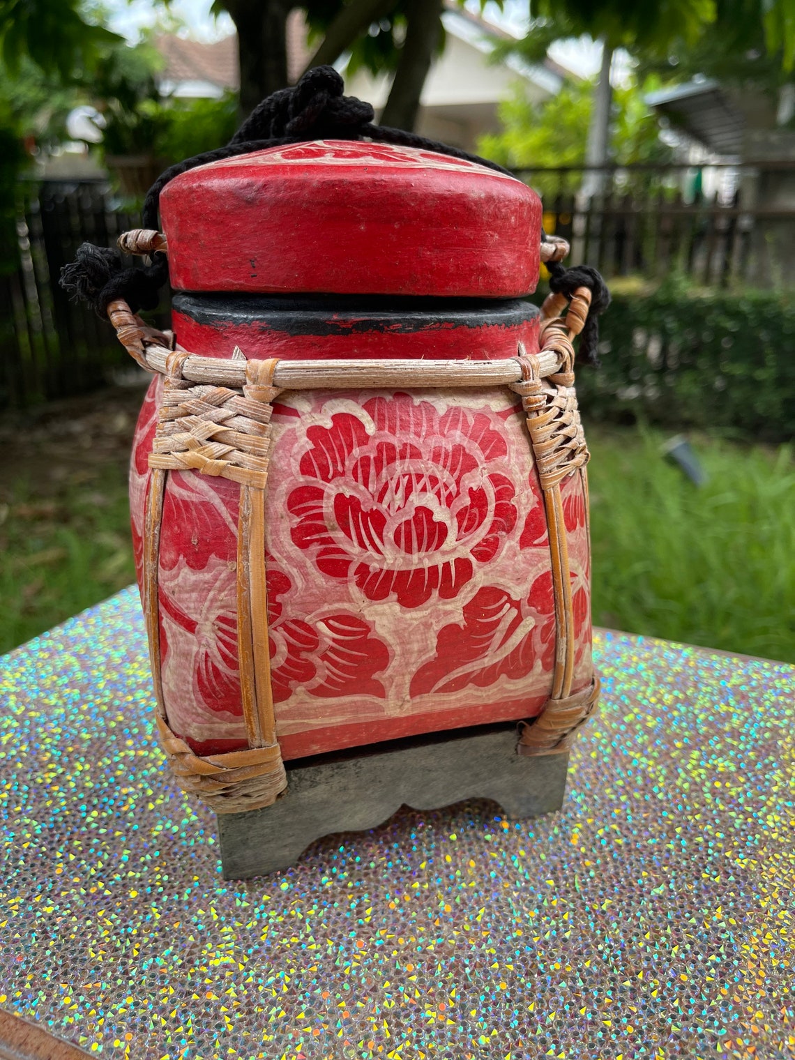 ES0063 Thai Rice Box Decorative Accessory Made From Bamboo - Etsy