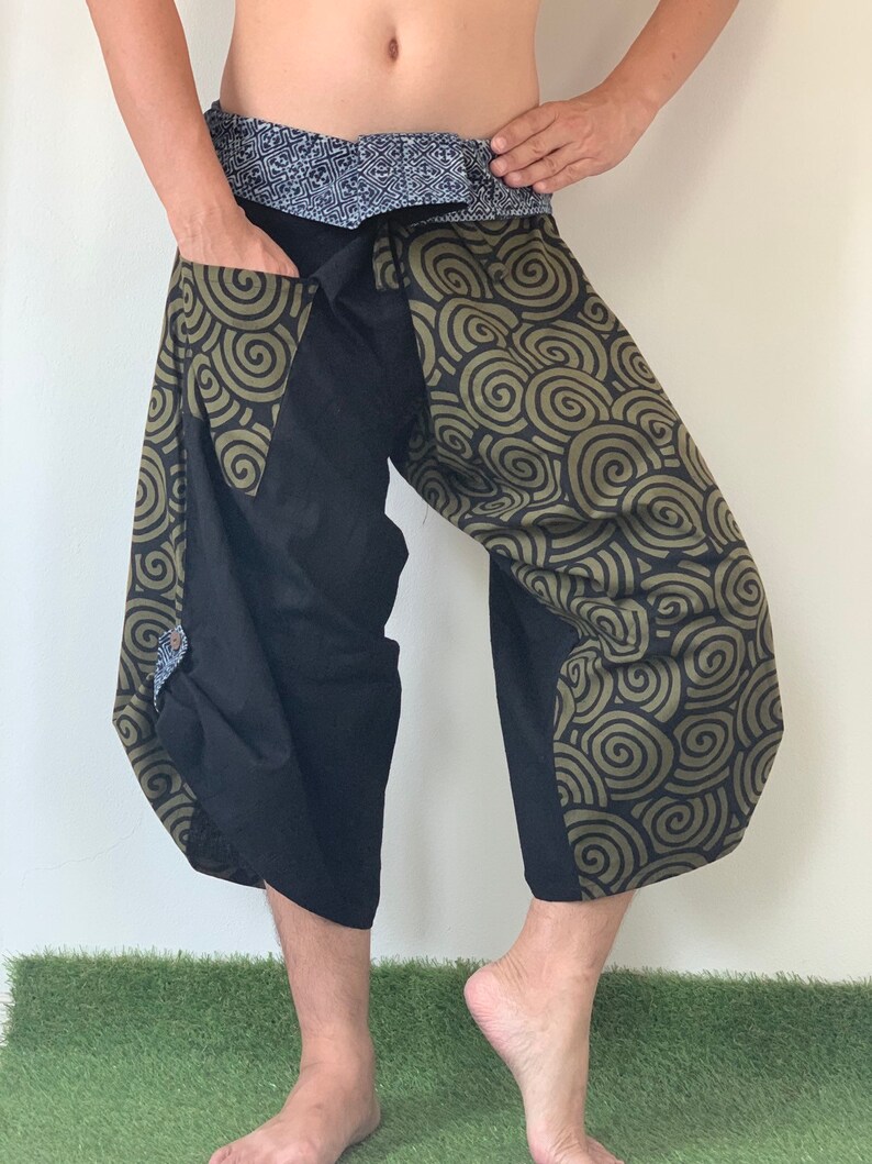 SR0874 Samurai Pants With Unique Hilltribe Fabric Wrap Around - Etsy