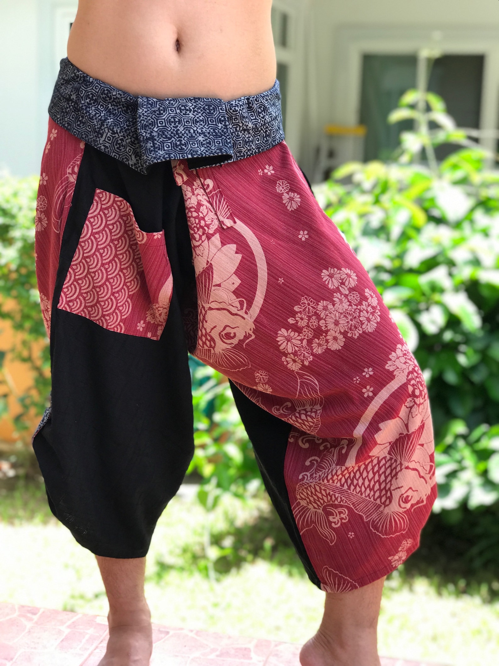 SR0452 Samurai Pants Harem Pants Have Fisherman Pants Style Wrap Around ...