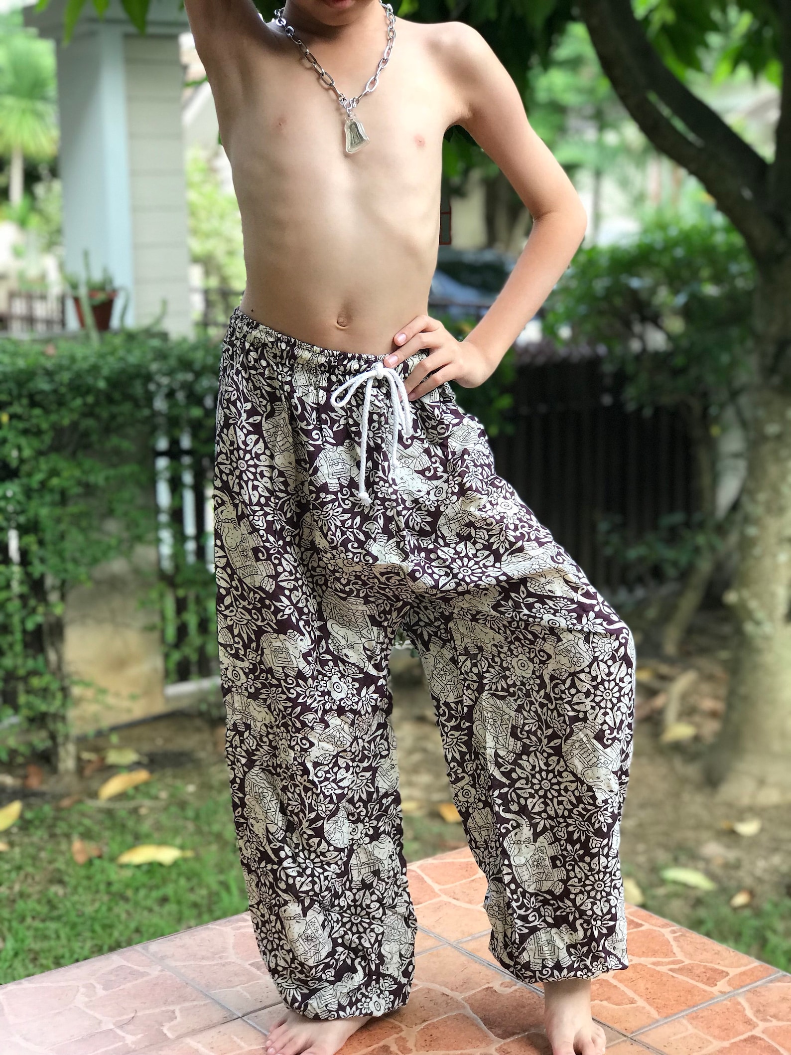 KD0180 Rope and Elastic Waist KID Pants Bohemian Clothing | Etsy