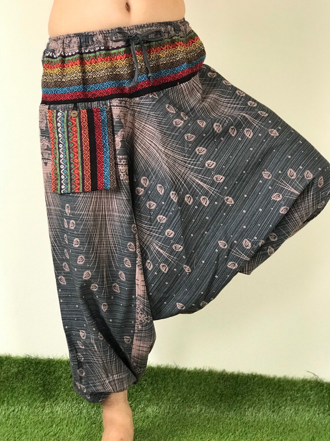 HR0092 Aladdin Pants, Harem Pants 100% Cotton Harem Pants Unisex Low ...