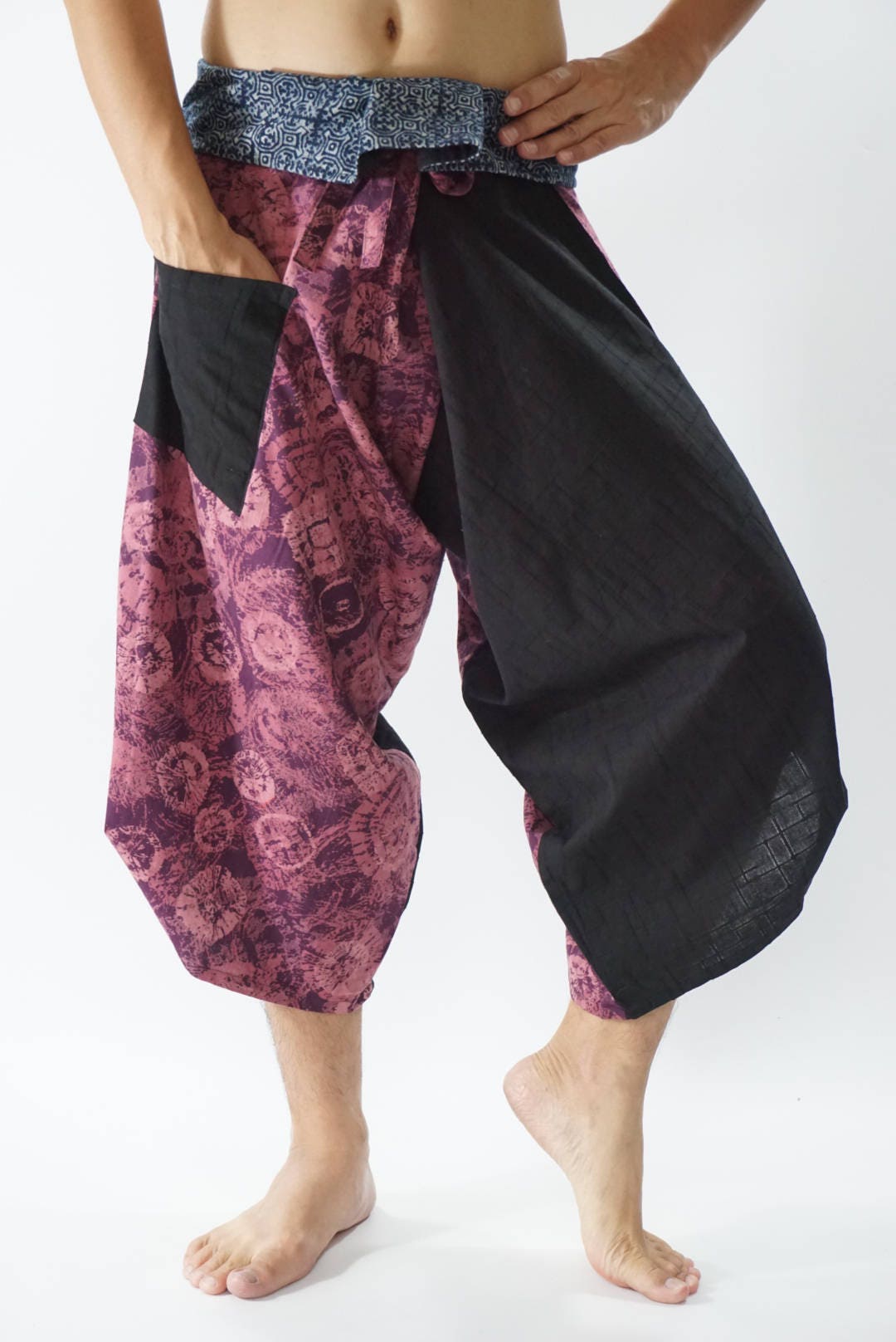 SR0287 Samurai Pants With Unique Hilltribe Fabric Wrap Around - Etsy