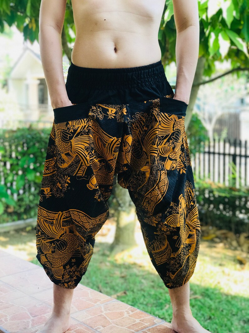 HC0580 Samurai Pants Handmade Pants Thick Smock Waist Low - Etsy