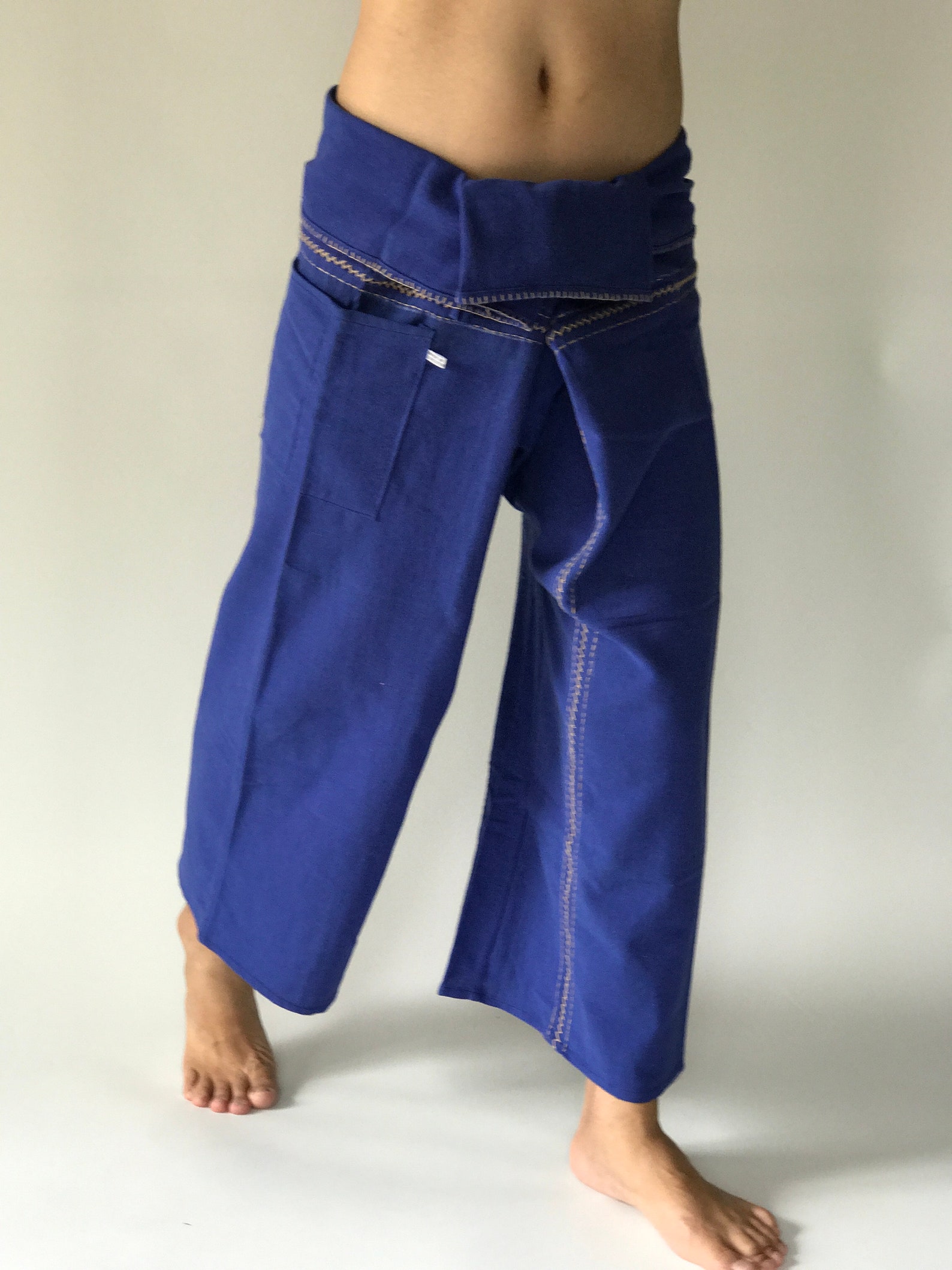 FZ0030 Blue Pants Stitch in Black Hand Stitch Inseam Design - Etsy