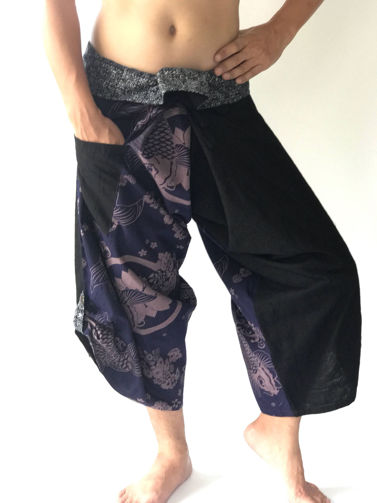 SR0048 Samurai Pants With Unique Hilltribe Fabric Wrap Around - Etsy