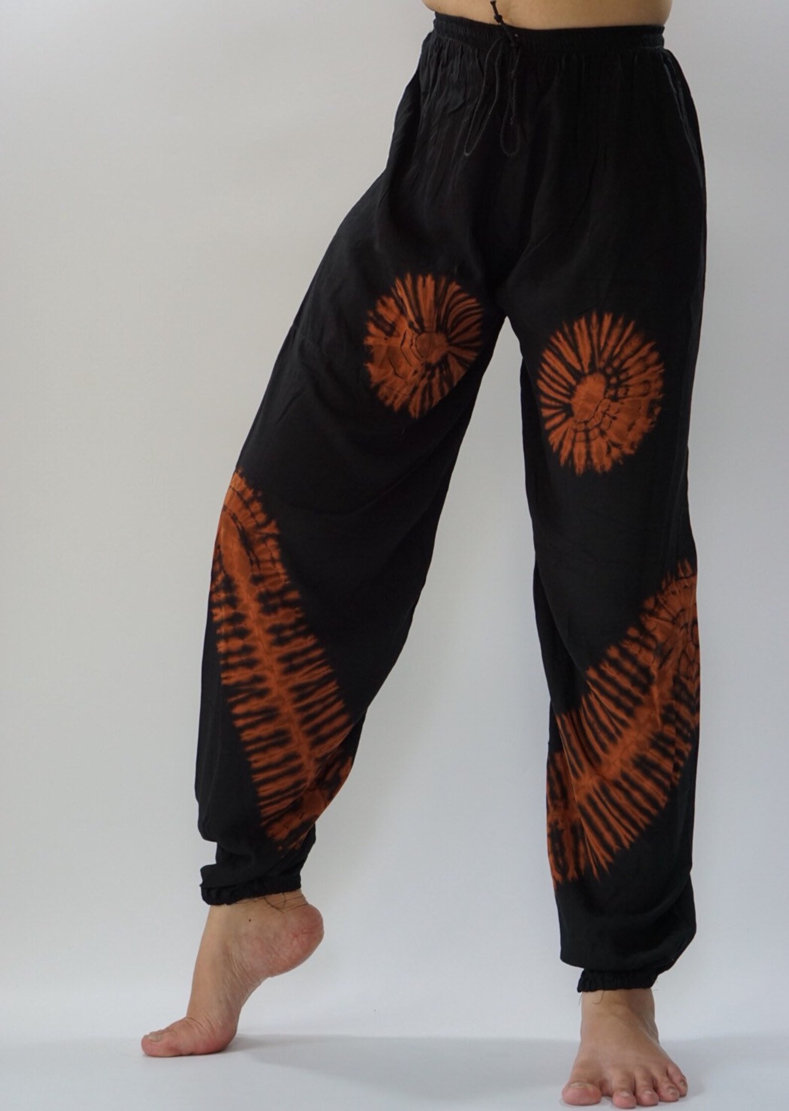 CH0091 Tiedry Black Rope and Elastic Waist Lady Pants - Bohemian ...