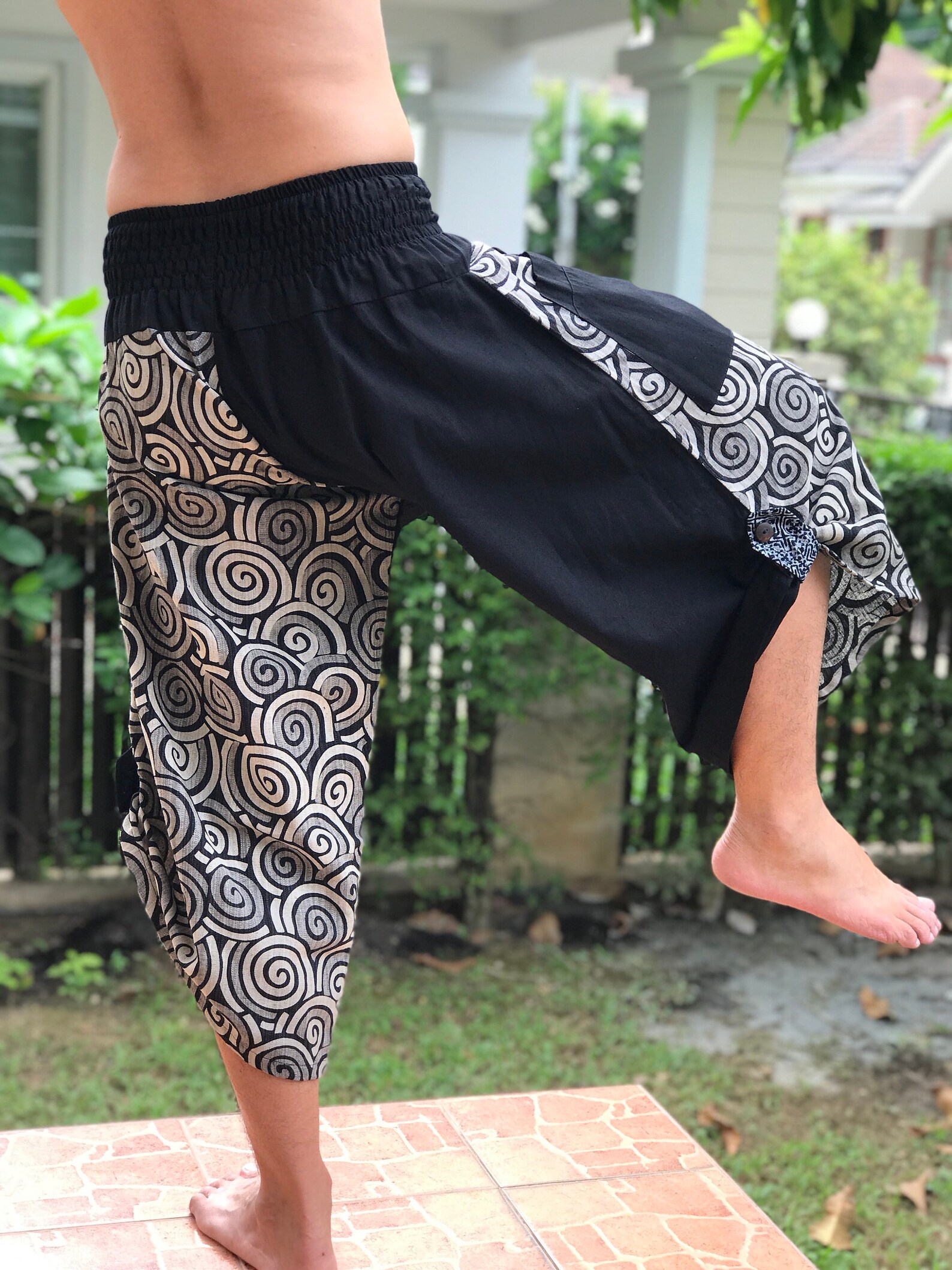 BT0203 New Arrival Samurai Pants Men Pants Handmade Pants, Unisex Yoga ...
