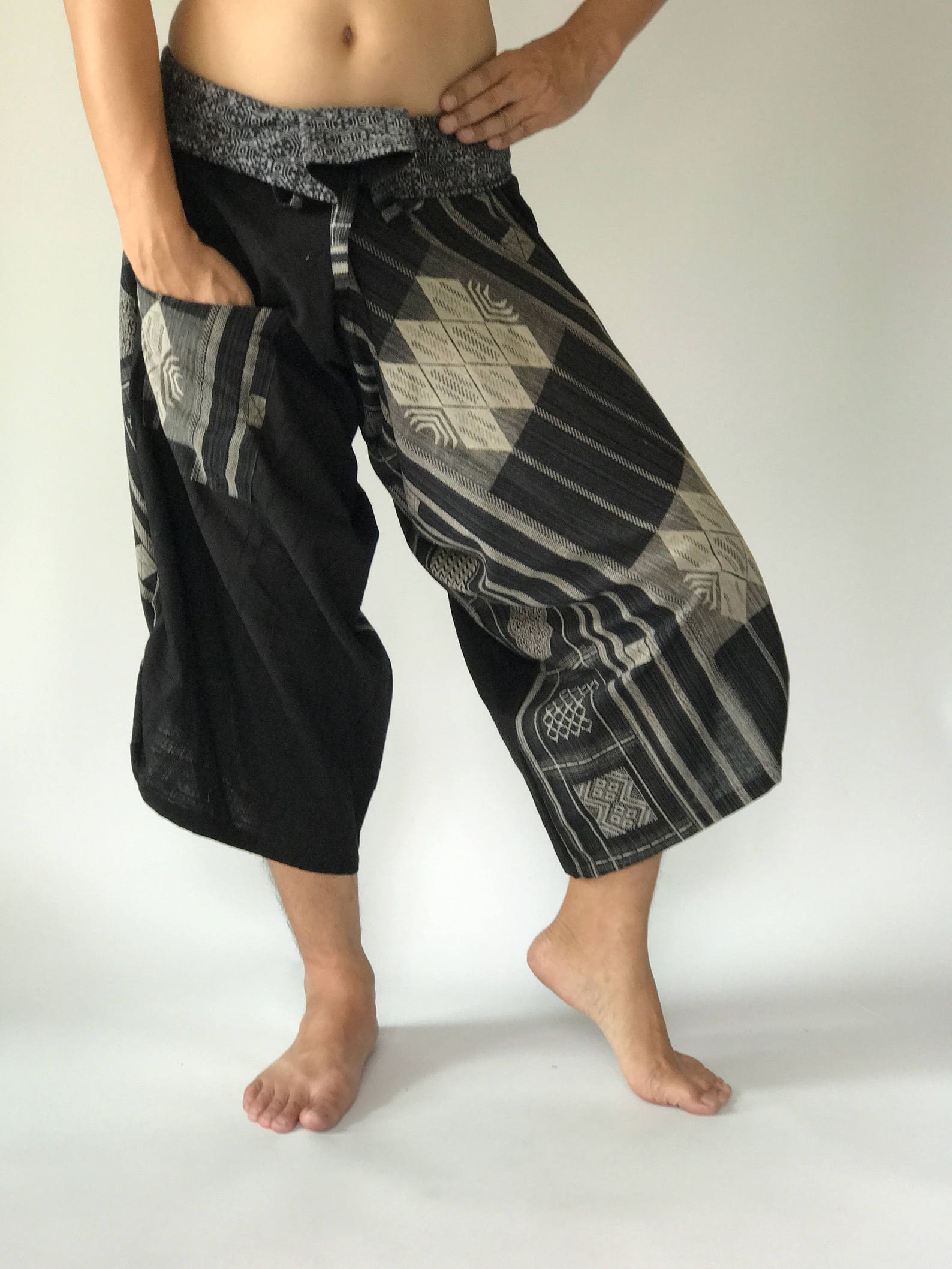 SR0035 Samurai Pants With Unique Hilltribe Fabric Wrap Around | Etsy