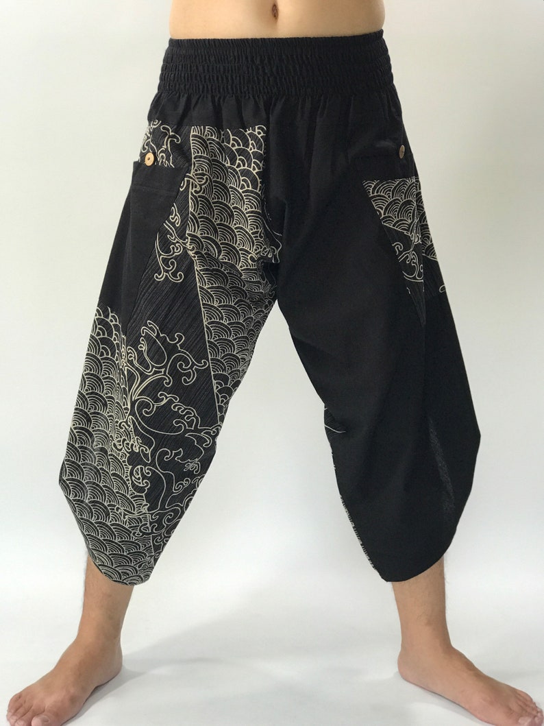 BT0313 Wave Samurai Pants Elsstic Waist Samurai Pants Unisex - Etsy