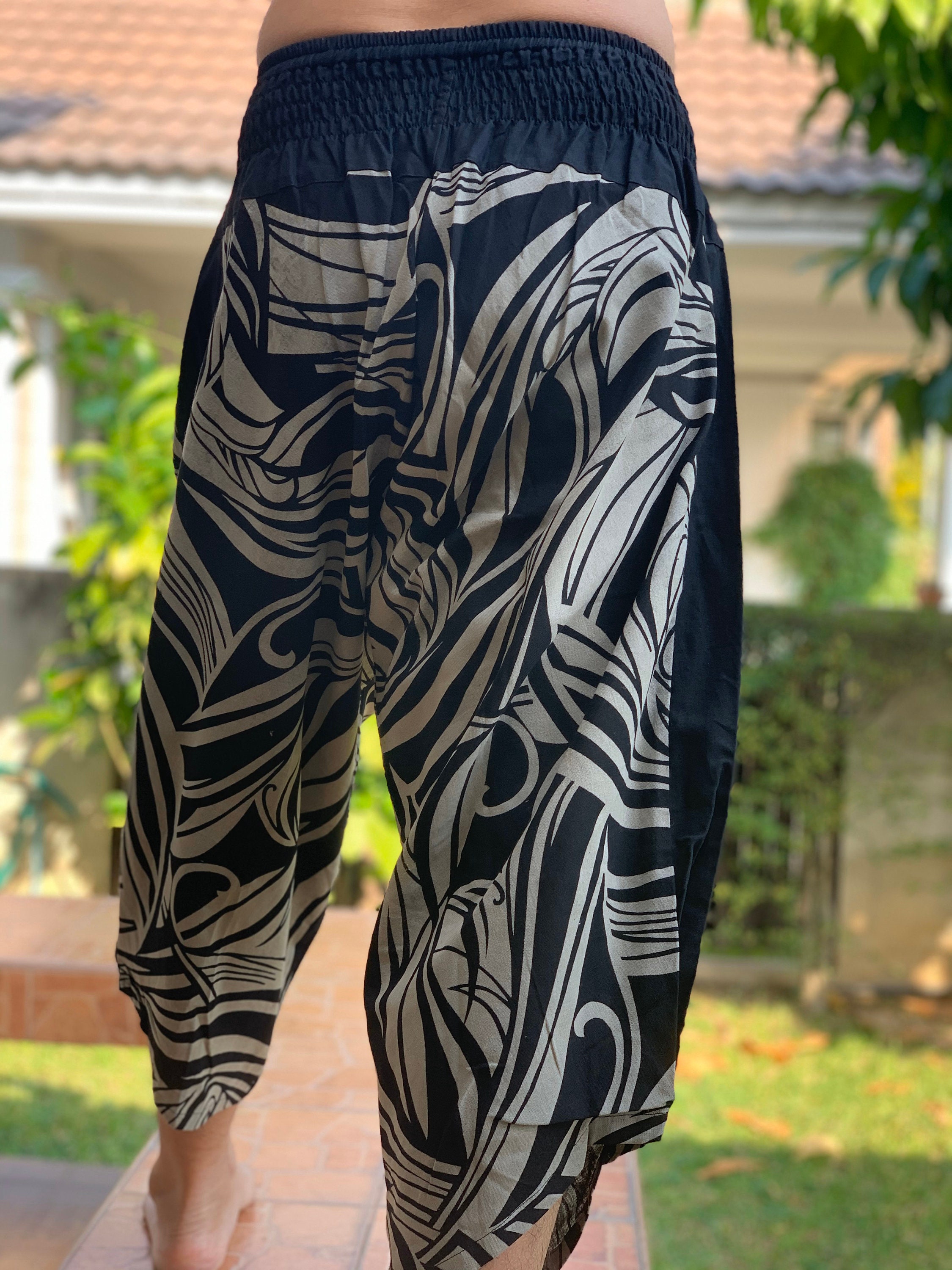 HC0954 samurai pants Handmade pants Thick Smock Waist Low | Etsy