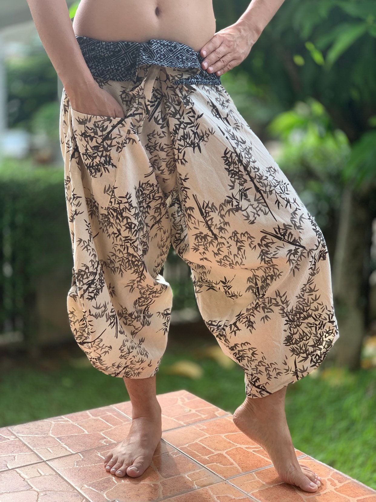 SR0041 Samurai Pants With Unique Hilltribe Fabric Wrap Around - Etsy