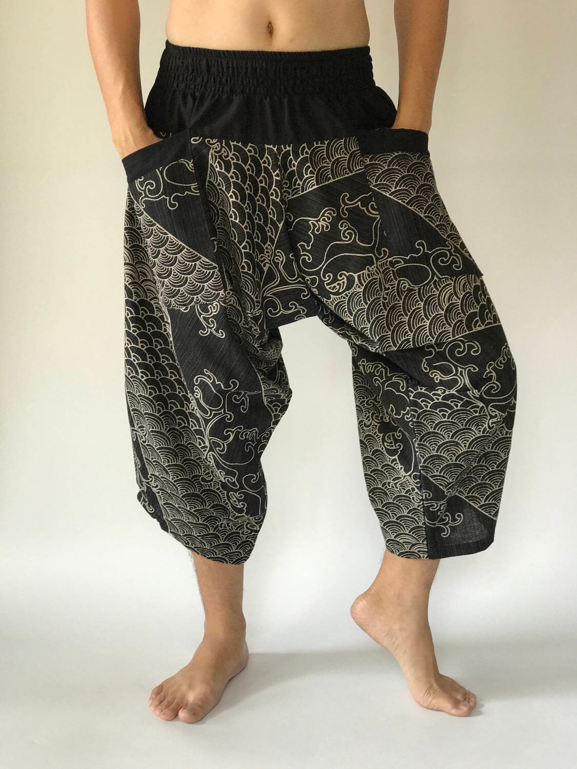 HC0291 Waves Samurai Pants Samurai Pants unisex Elastic | Etsy
