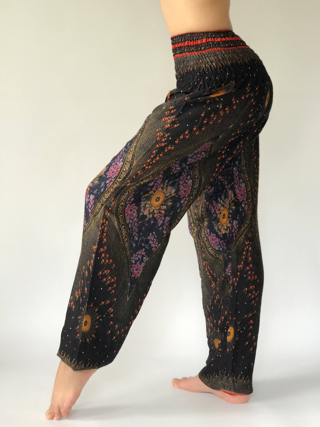 SM0015 Smock Genie Pants Comfy Trouser, Gypsy Pants Rayon Pants,aladdin ...