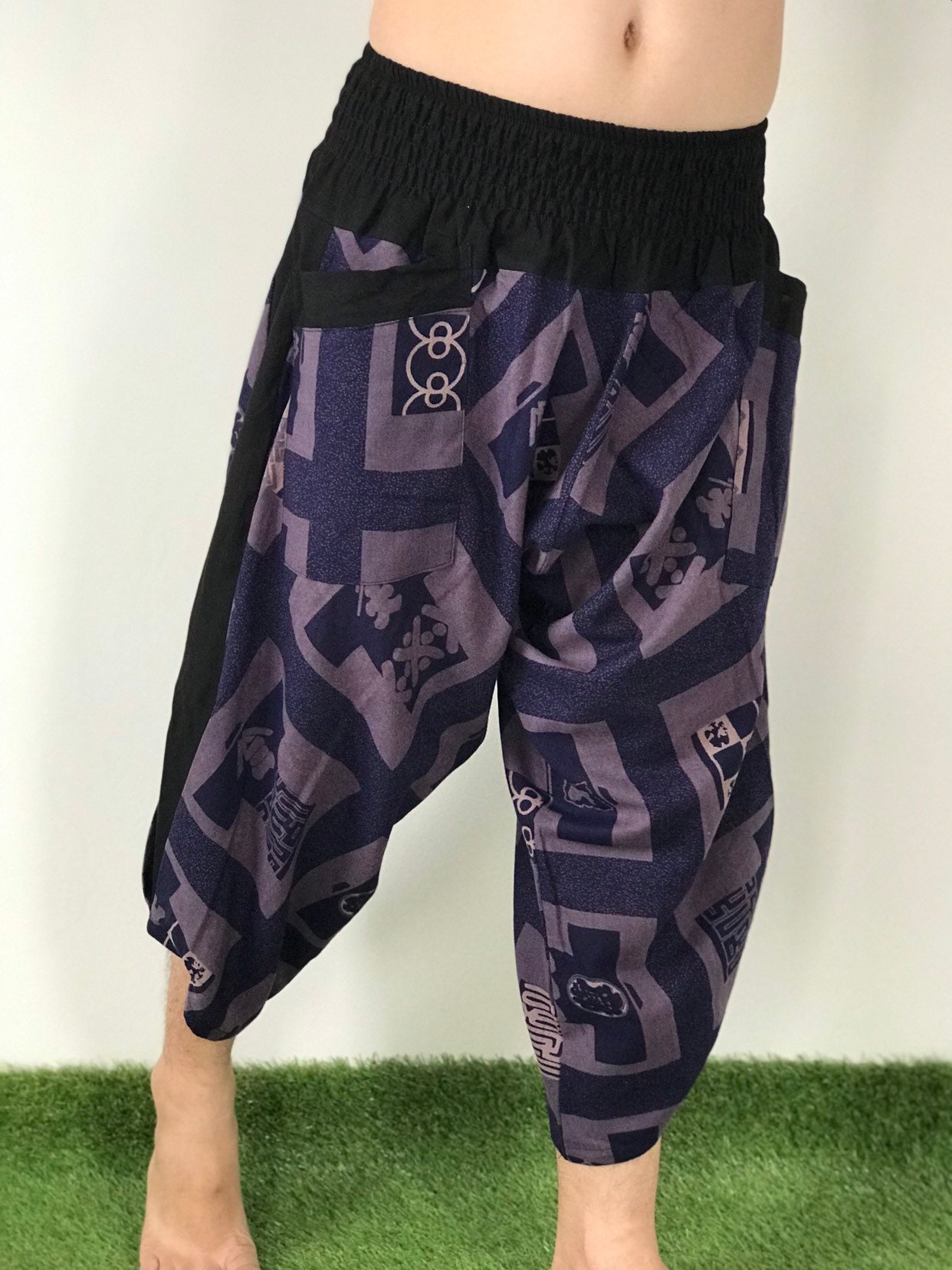 HC0870 Samurai Pants, Mens Japanese Samurai Style, Harem Baggy Hakama ...
