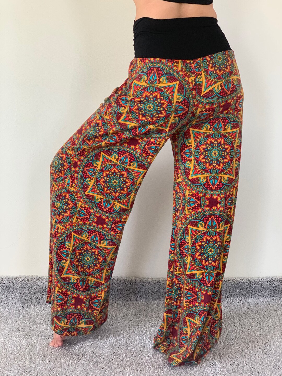 YG0044 Wide Leg Yoga Pants High Waist, Tie Dyed Yoga Pants Fold-over ...