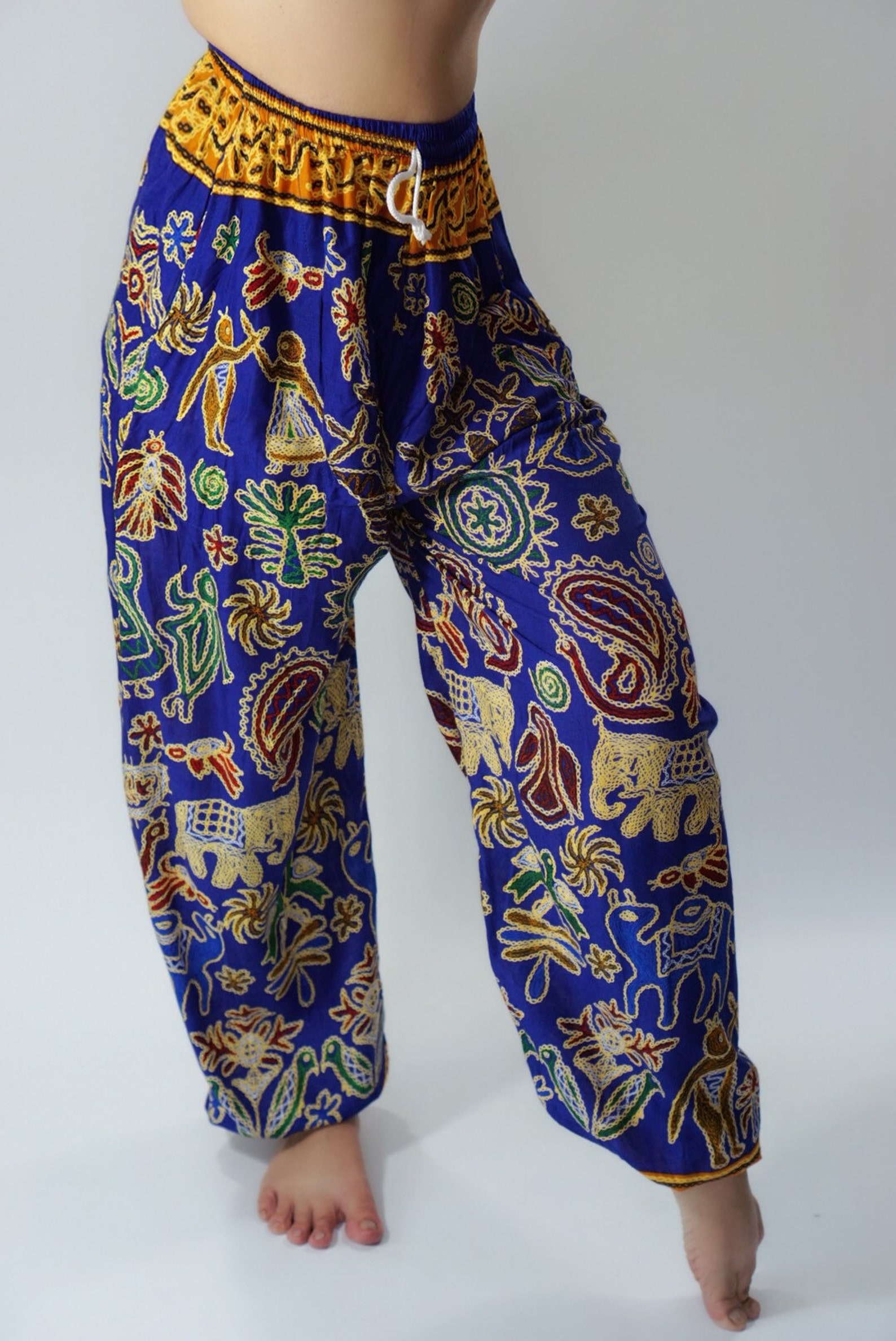 CH0034 Rope and Elastic Waist Lady Pants - Bohemian Clothing Women Yoga ...