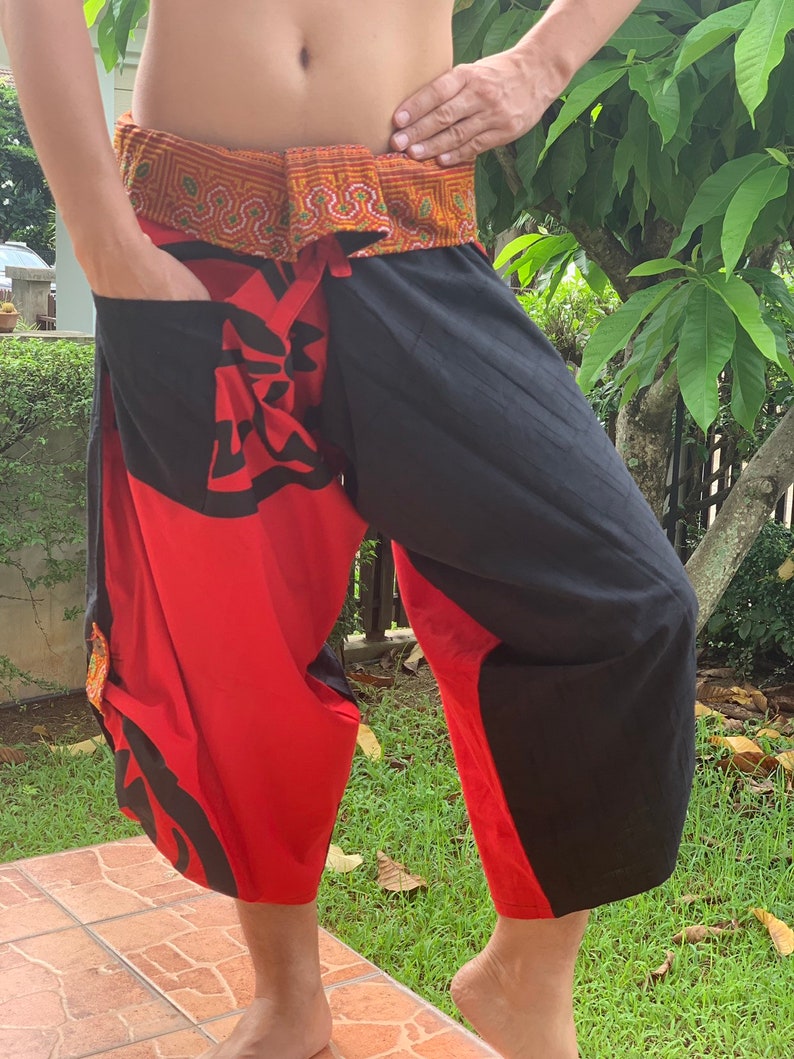 SR0808 Samurai Pants With Unique Hilltribe Fabric Wrap Around - Etsy
