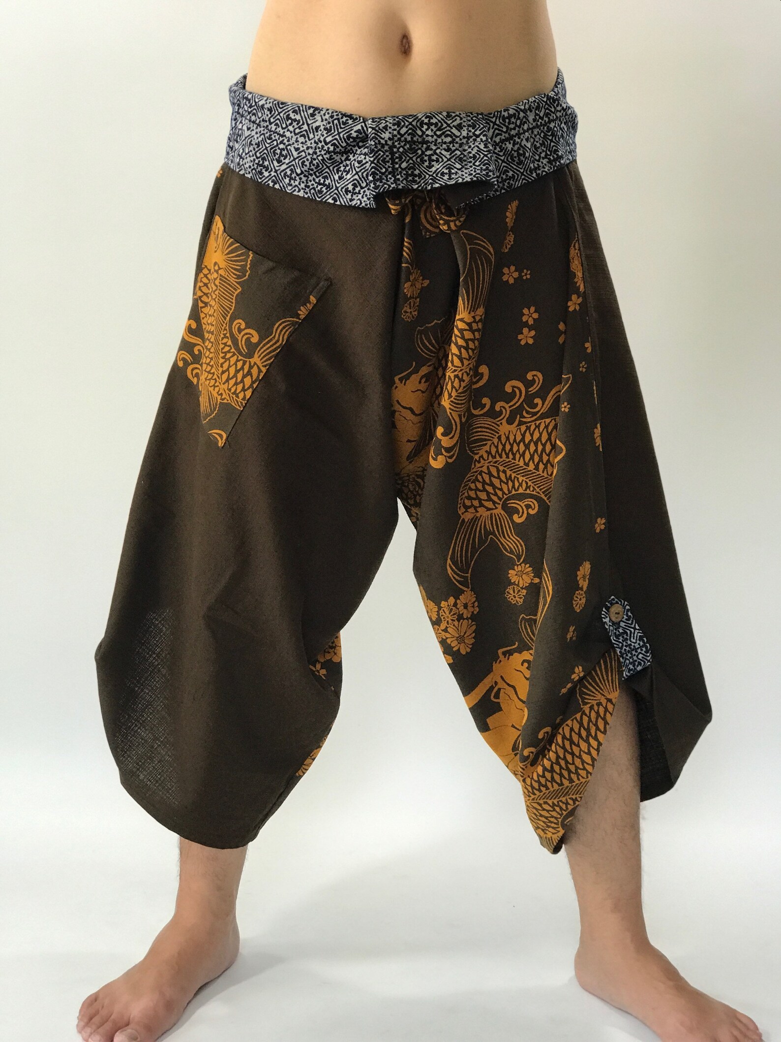 SR0455 Samurai Pants With Unique Hilltribe Fabric Wrap Around - Etsy