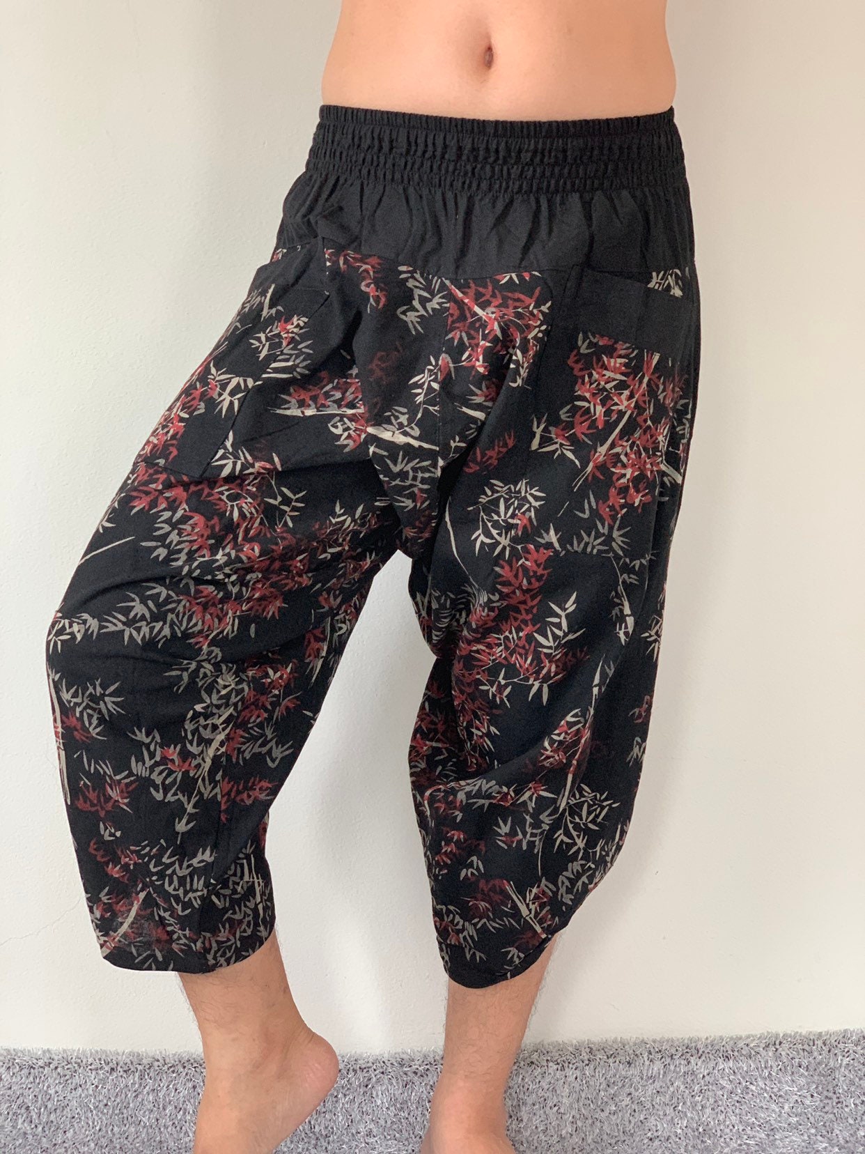 HC0118 Bamboo Leaves Samurai Pant With Elastic Waist Samurai | Etsy