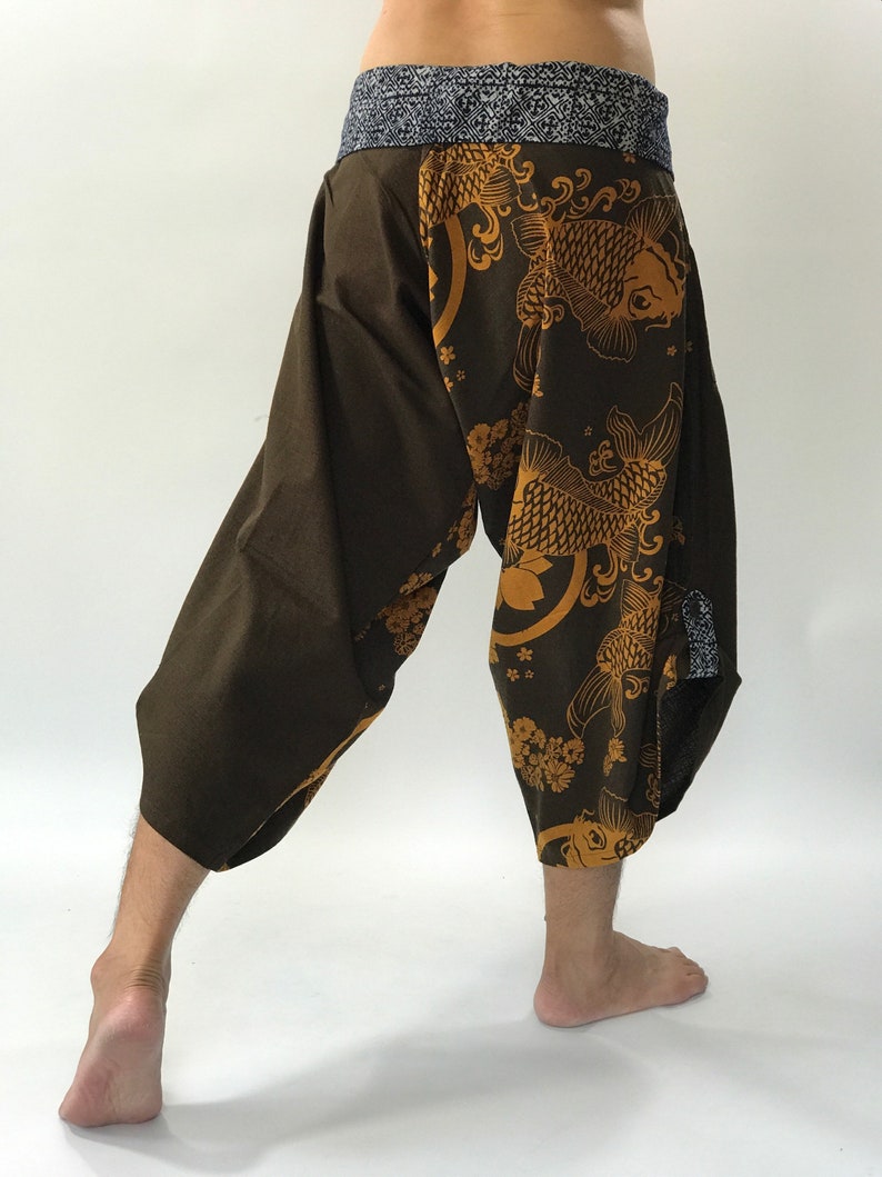 SR0455 Samurai pants with Unique Hilltribe fabric Wrap Around | Etsy