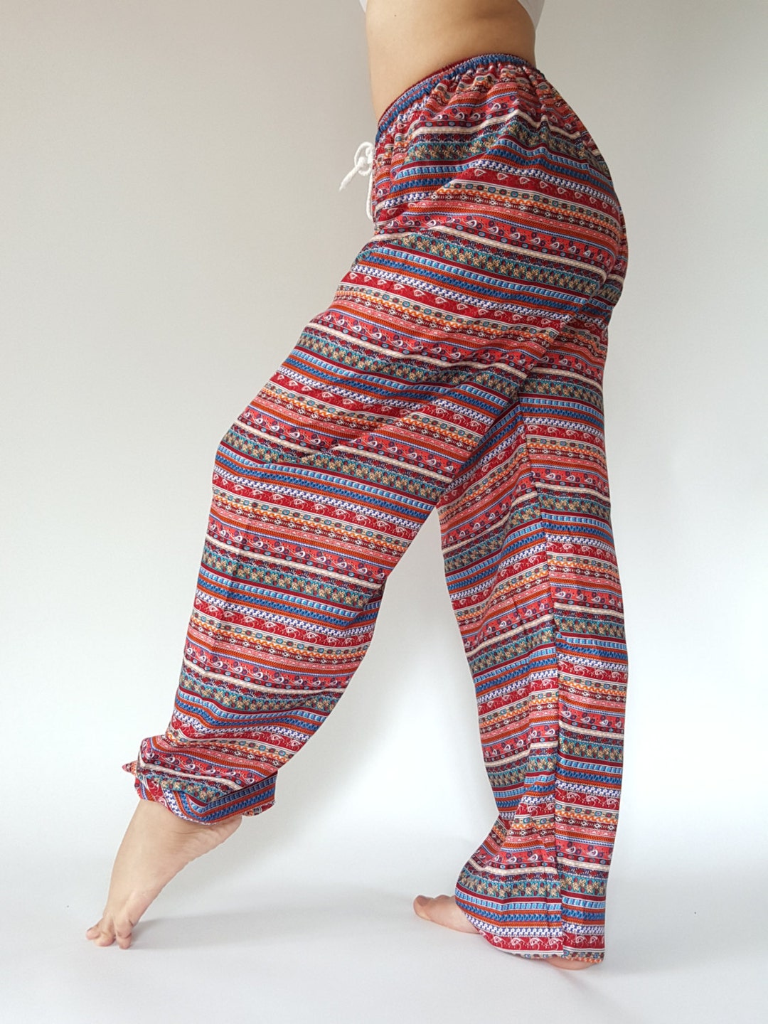 CH0064 Rope and Elastic Waist Lady Pants - Bohemian Clothing Women Yoga ...