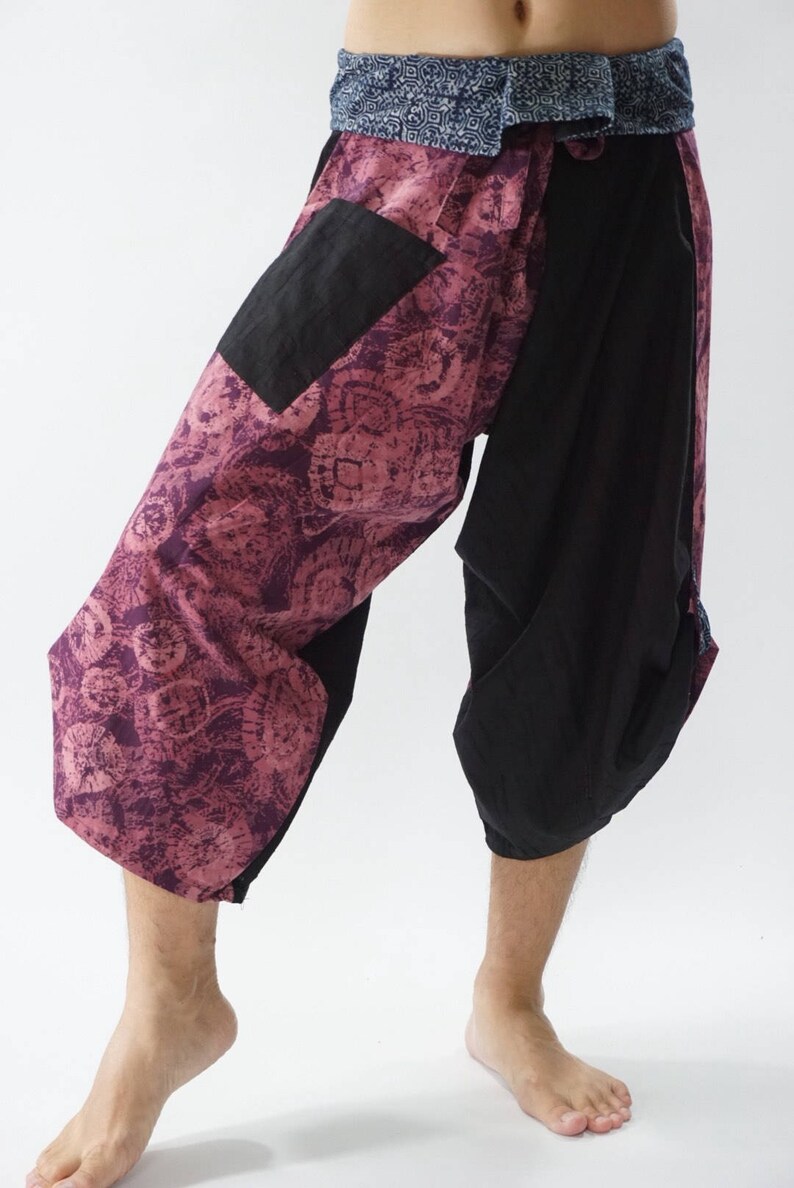 SR0287 Samurai Pants With Unique Hilltribe Fabric Wrap Around | Etsy