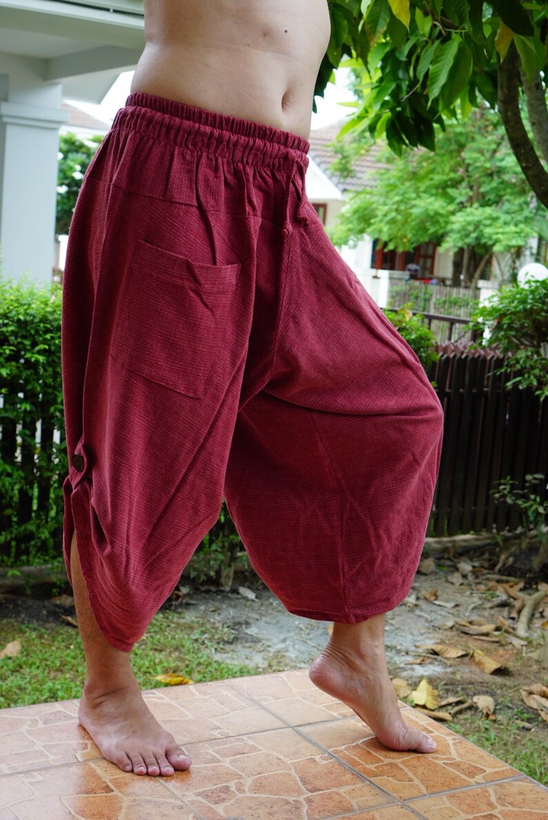 BT0796 Stonewashed Samurai Pants Elastic Waistband Ninja - Etsy