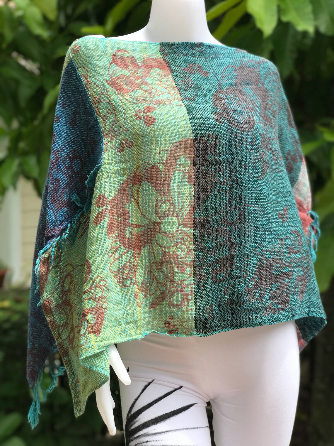 BL0022 Cotton Poncho, Hand Woven Poncho Women Clothing Cotton Cape ...