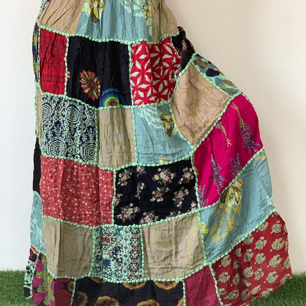 Long Patchwork Skirt - Etsy