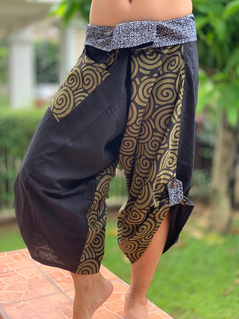 SR0874 Samurai Pants With Unique Hilltribe Fabric Wrap Around - Etsy