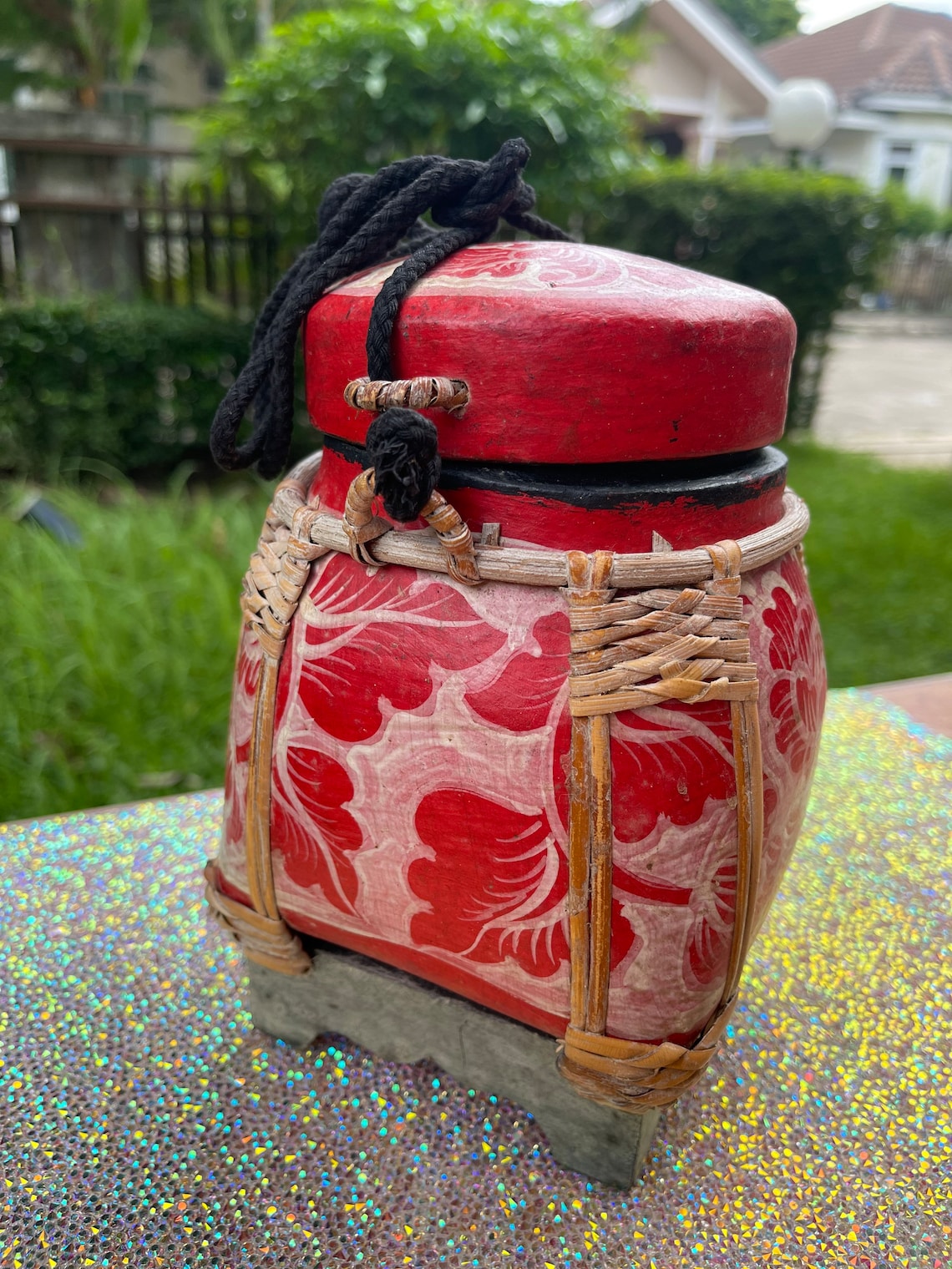 ES0063 Thai Rice Box Decorative Accessory Made From Bamboo - Etsy