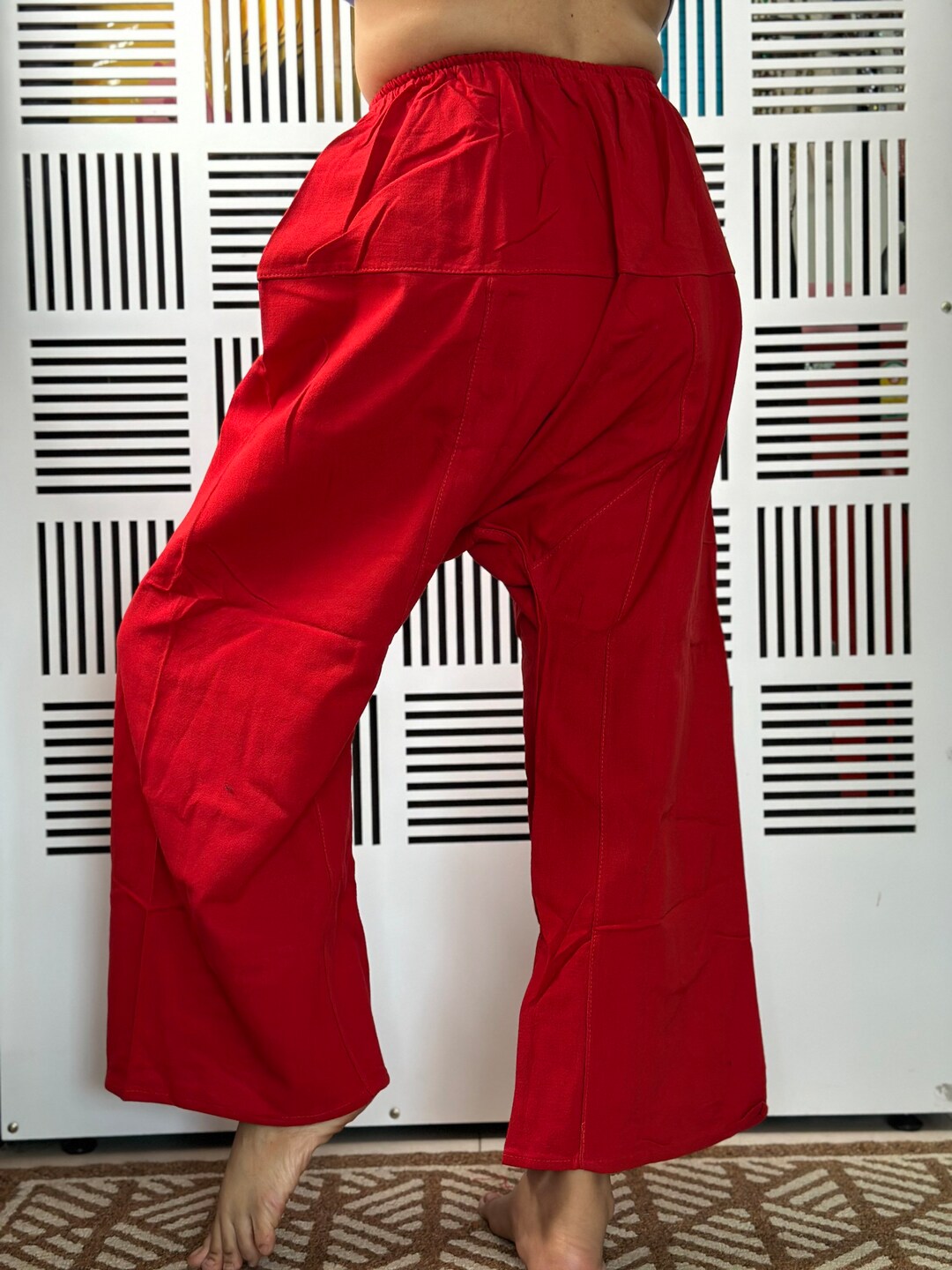 FP0022 Elastic Waist Thai Fisherman Pants Wide Leg Pants, Wrap Pants, Unisex Pants, Thai ...