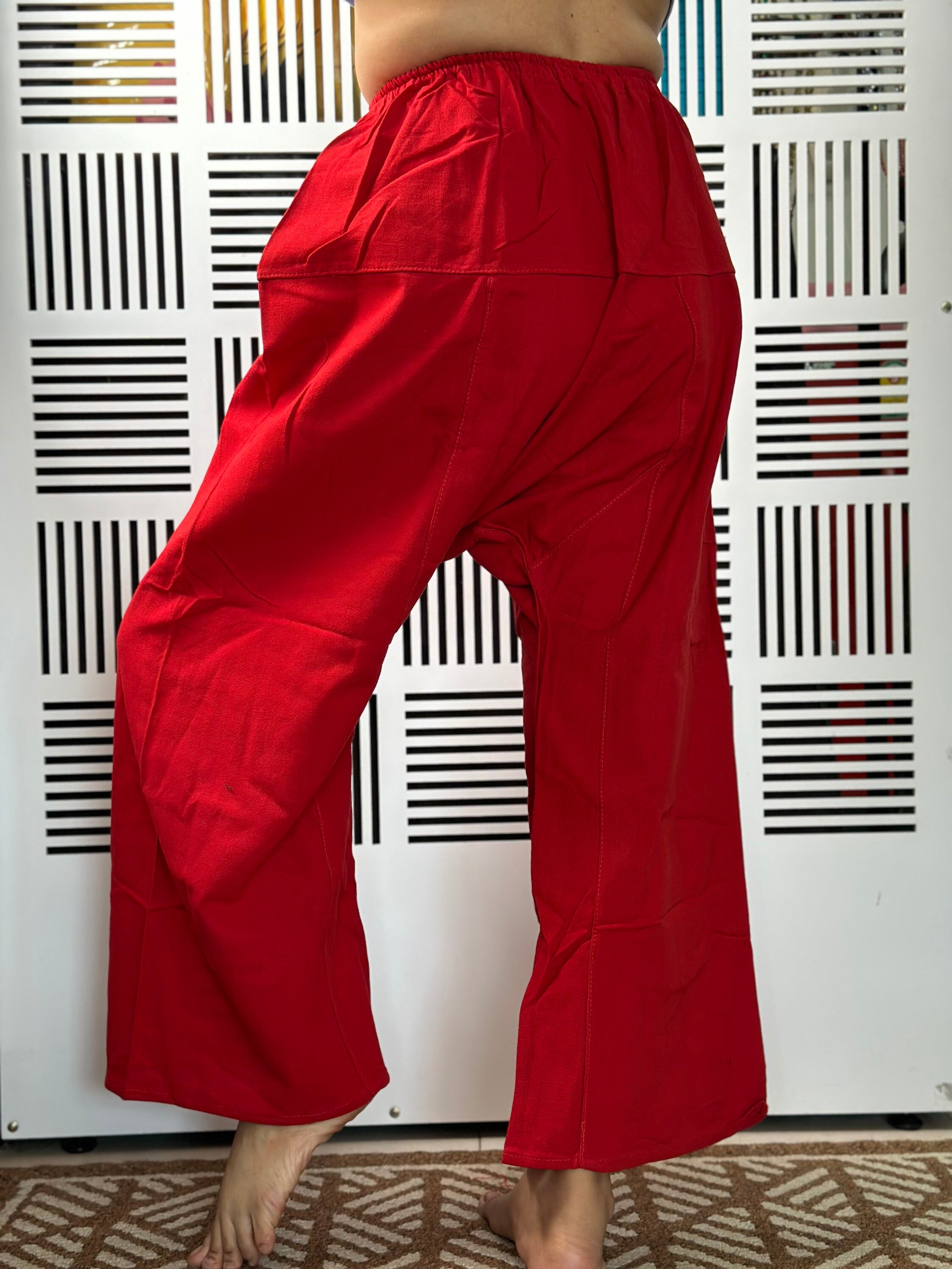 FP0022 Elastic Waist Thai Fisherman Pants Wide Leg Pants, Wrap Pants, Unisex Pants, Thai ...