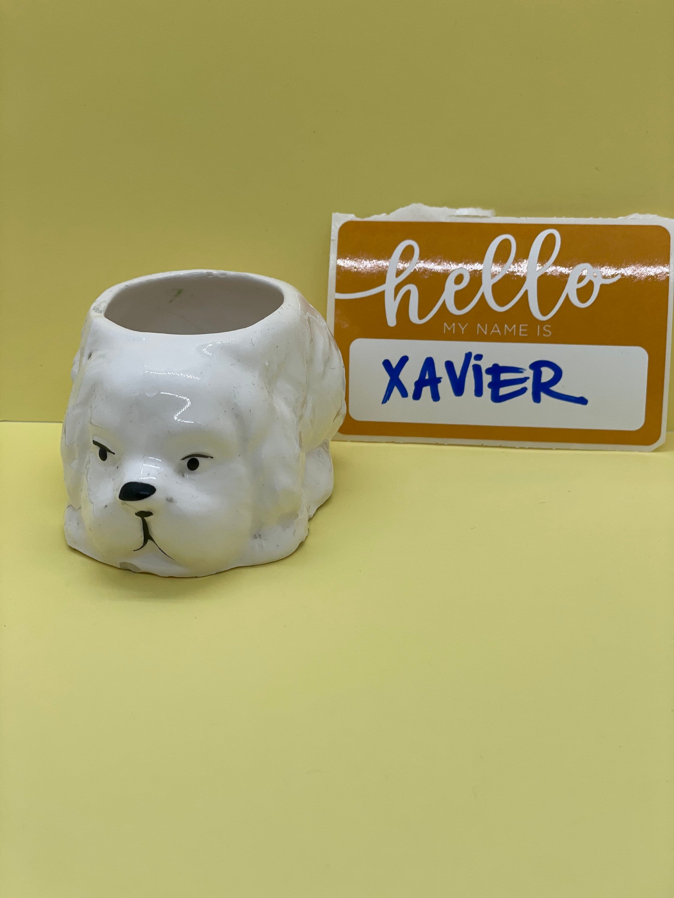 Vintage Dog Vase, Miniature, White Pottery, Glazed Ceramic, Succulent ...