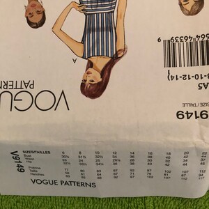 Uncut and Factory Fold Pattern Vogue V9149 Sizes 6 8 10 12 14 Customfit ...