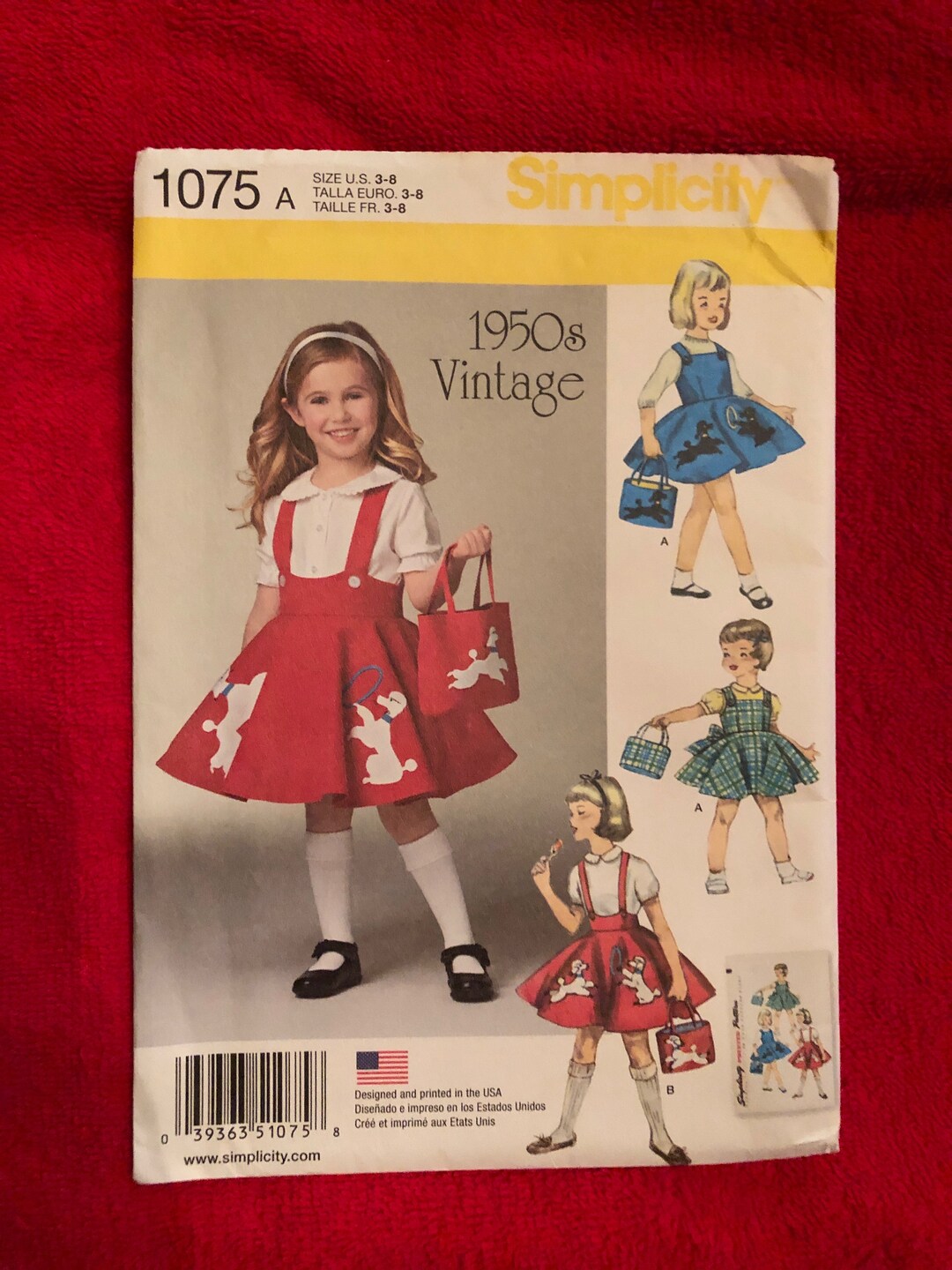 Uncut Factory Fold Sewing Pattern Simplicity 1075 1950s Vintage Sizes 3 ...