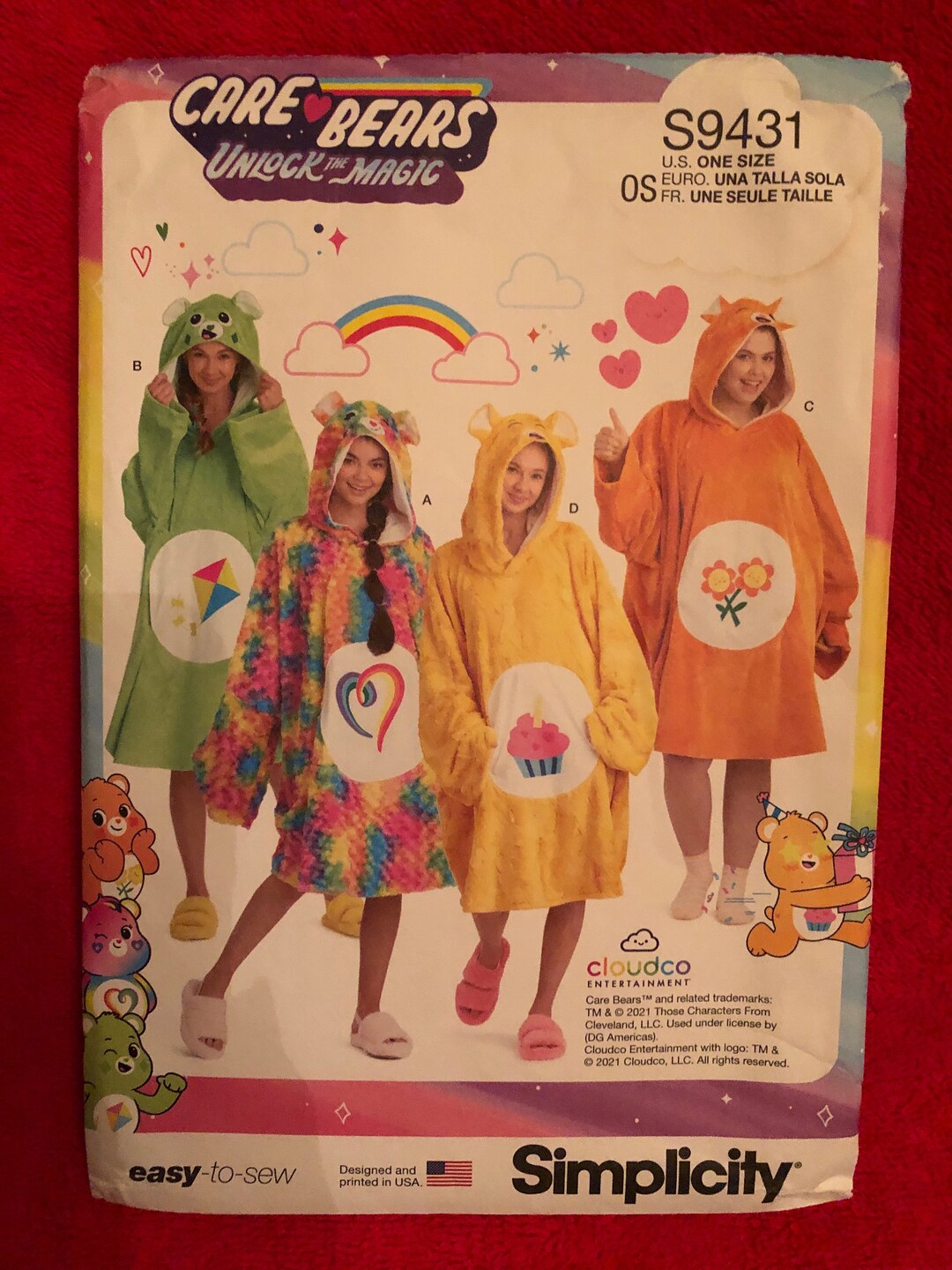 Uncut Factory Fold Sewing Pattern Simplicity S9431 One Size Care Bears ...