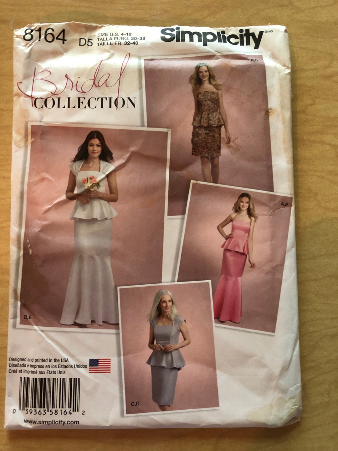 Uncut Factory Fold Sewing Pattern Simplicity 8164 Bridal Collection ...